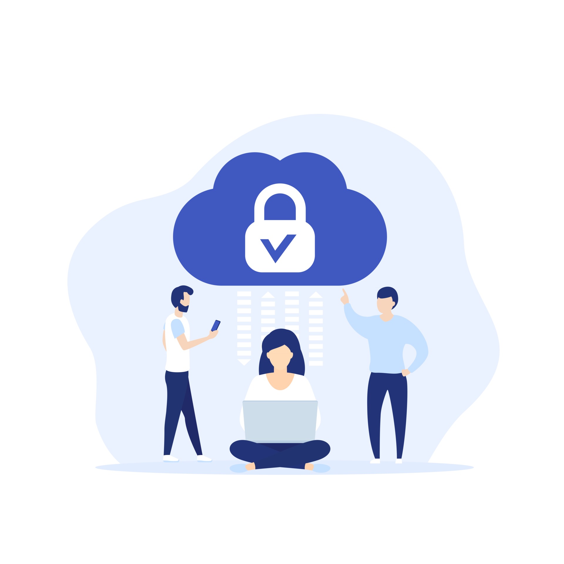 Secure Cloud Access Protected Hosting Vector Illustration With People