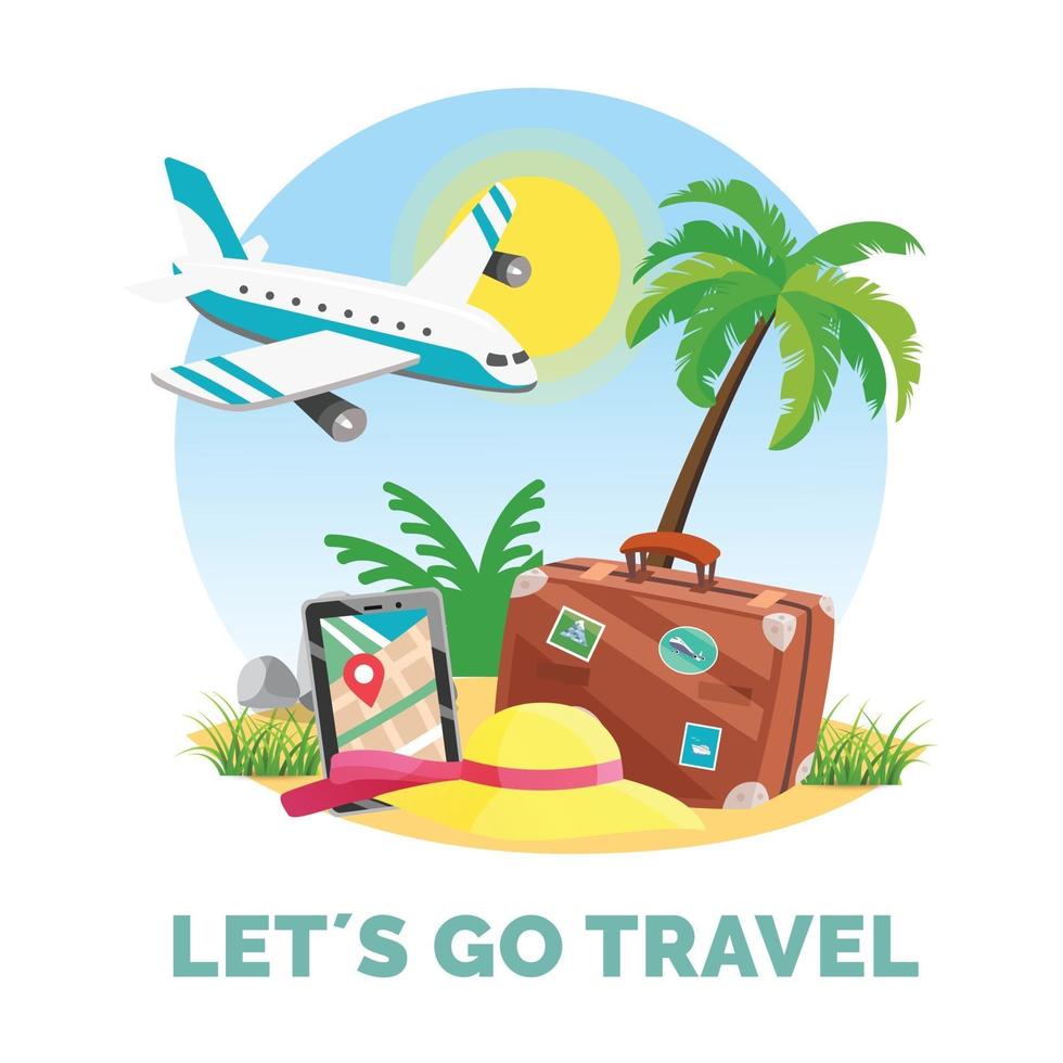 Ilustración De Diseño De Vacaciones De Viaje Con Estilo De Dibujos