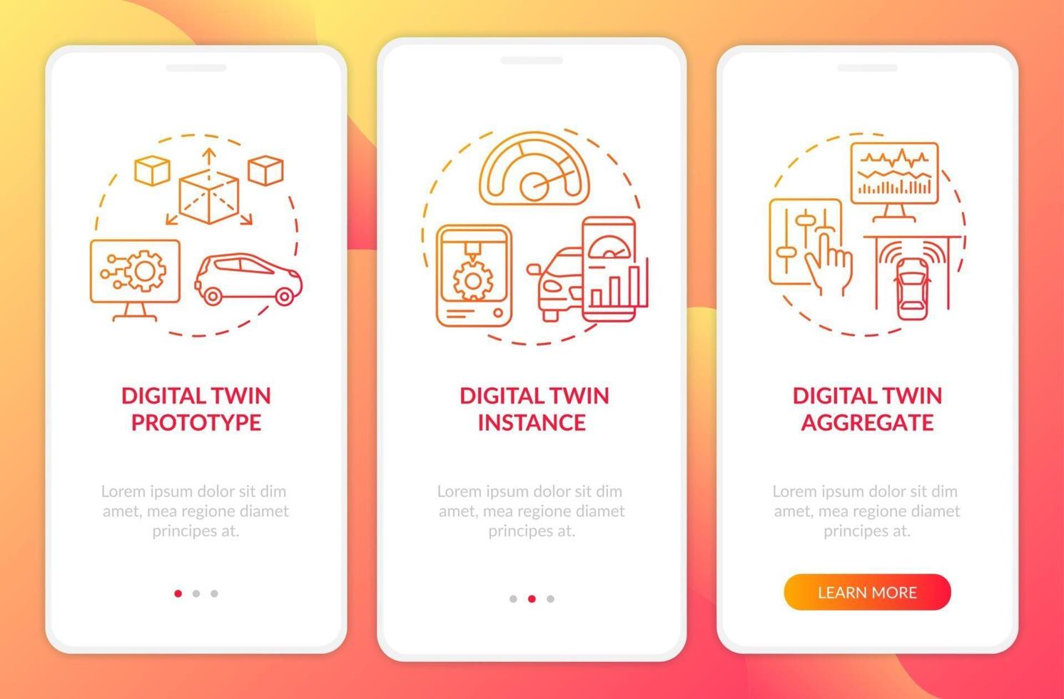 Digital Twin Types Onboarding Mobile App Page Screen 2969605 Vector Art At Vecteezy