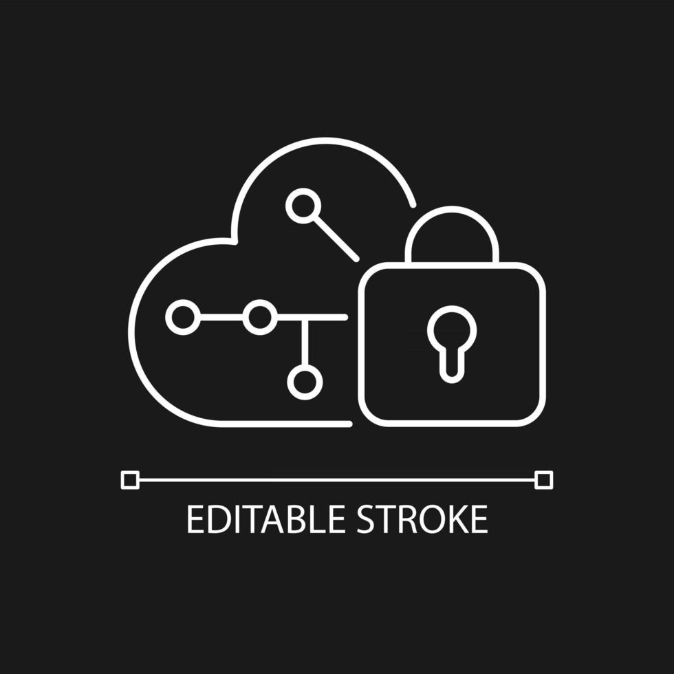 Cloud Encryption White Linear Icon For Dark Theme 2969620 Vector Art At