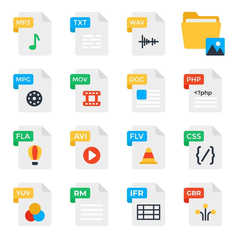 Pack of File Formats Flat Icons 2972735 Vector Art at Vecteezy