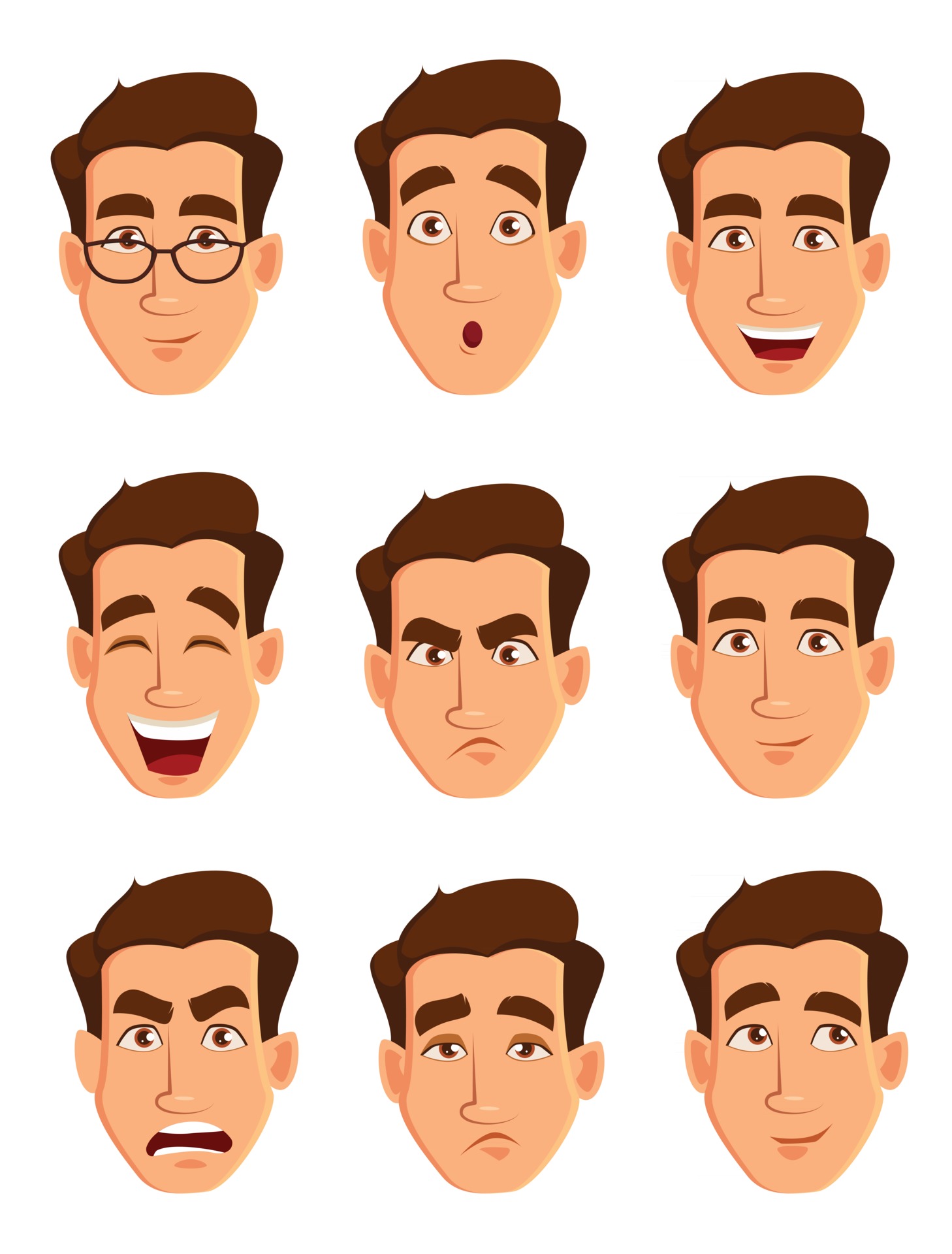 Face expressions of a man. Different male emotions set 2975836 Vector ...
