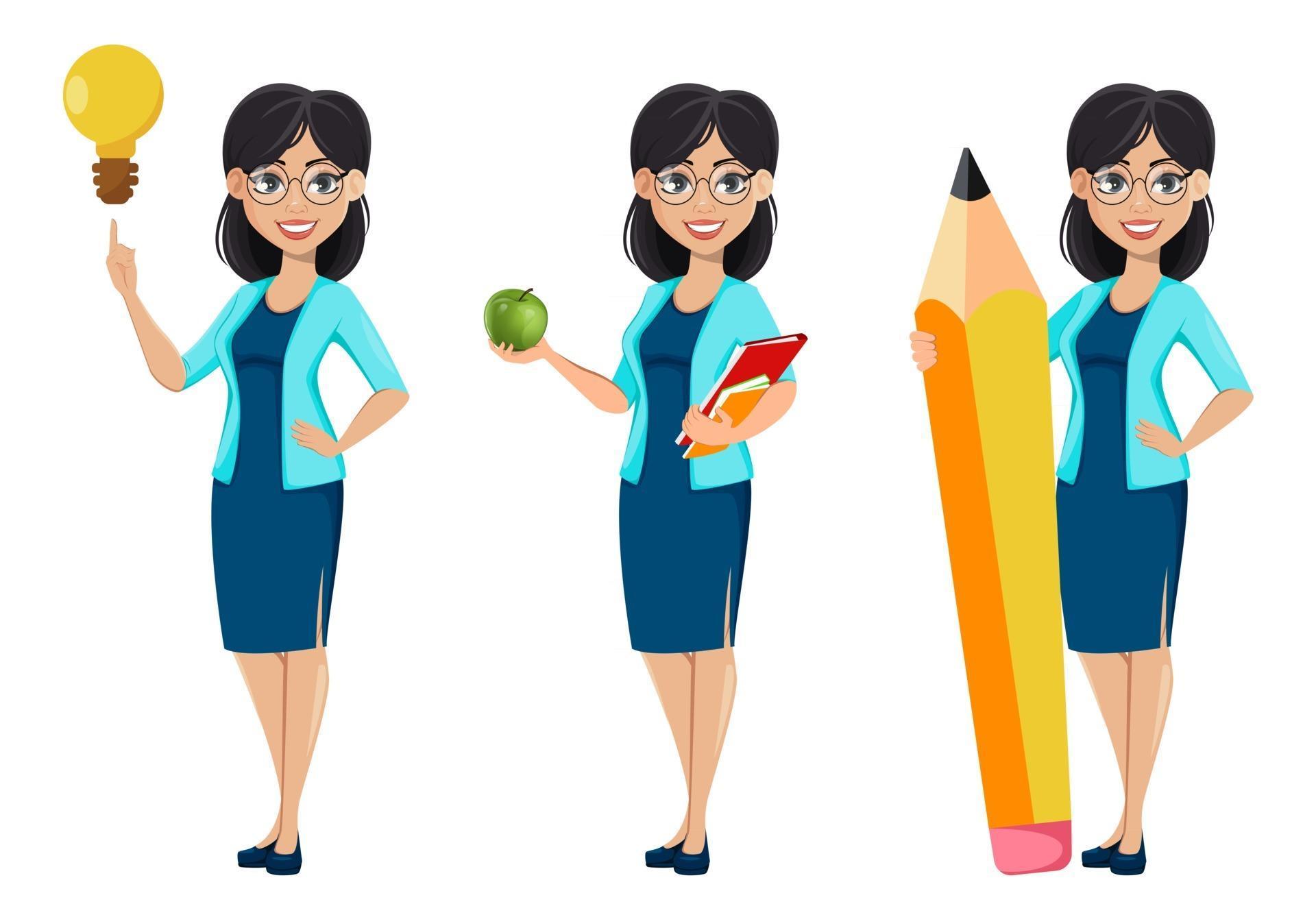 Back to school. Teacher woman cartoon character 2975838 Vector Art at ...