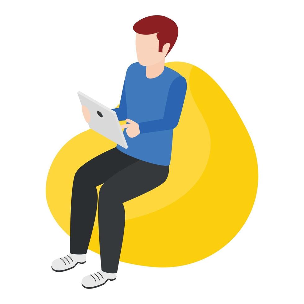 Man Using Tablet 2976488 Vector Art at Vecteezy