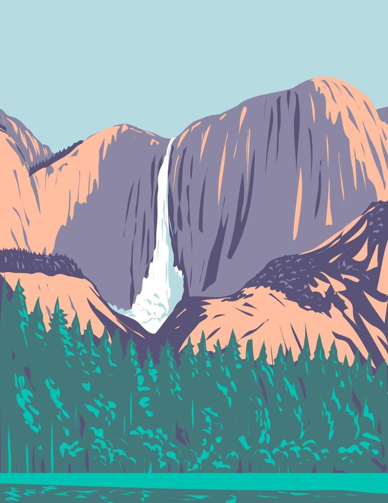Yosemite Falls In Yosemite National Park In California Wpa Poster Art