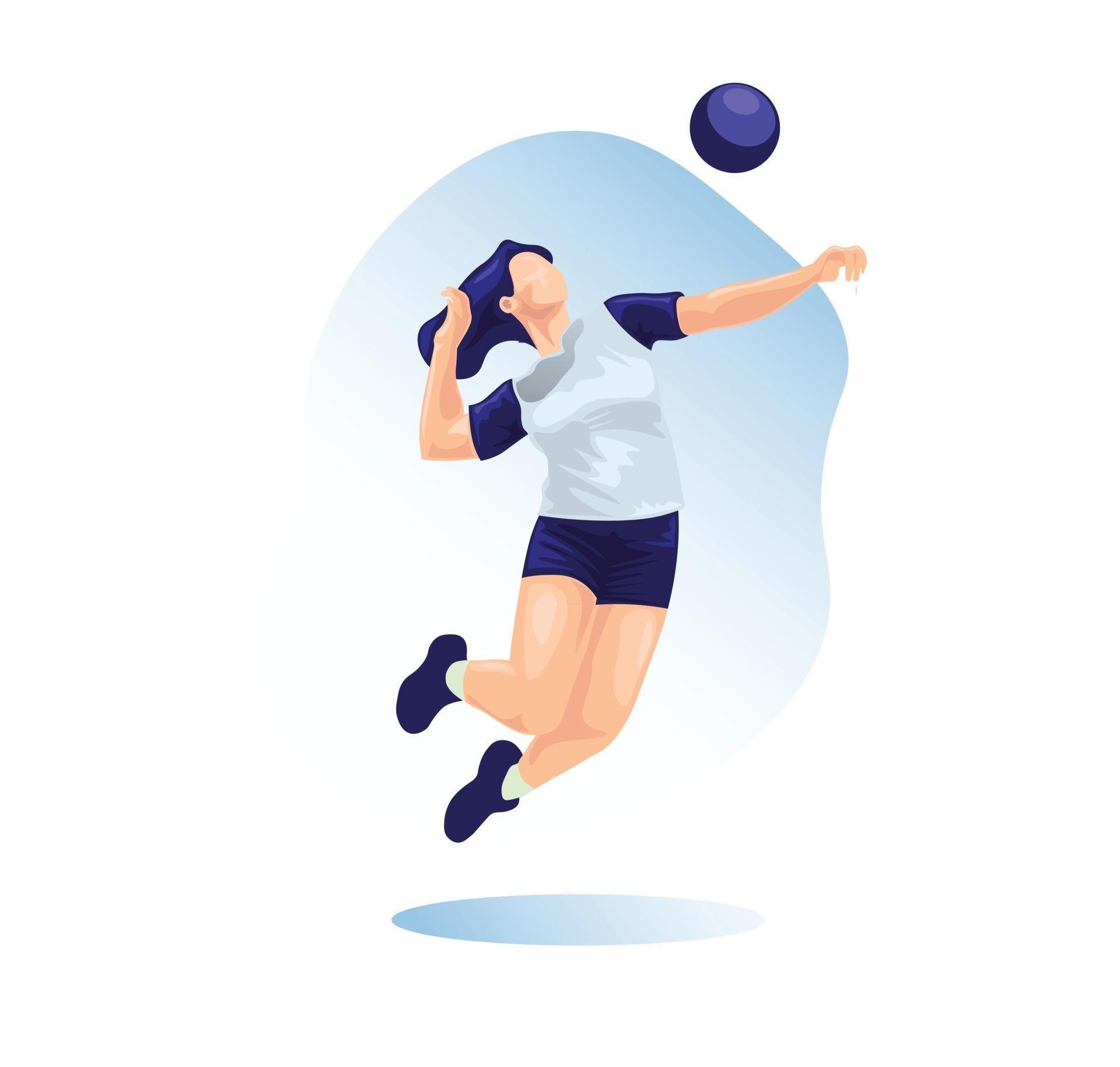 Jugador De Voleibol Niña Golpea El Vector De Pelota 2984350 Vector En