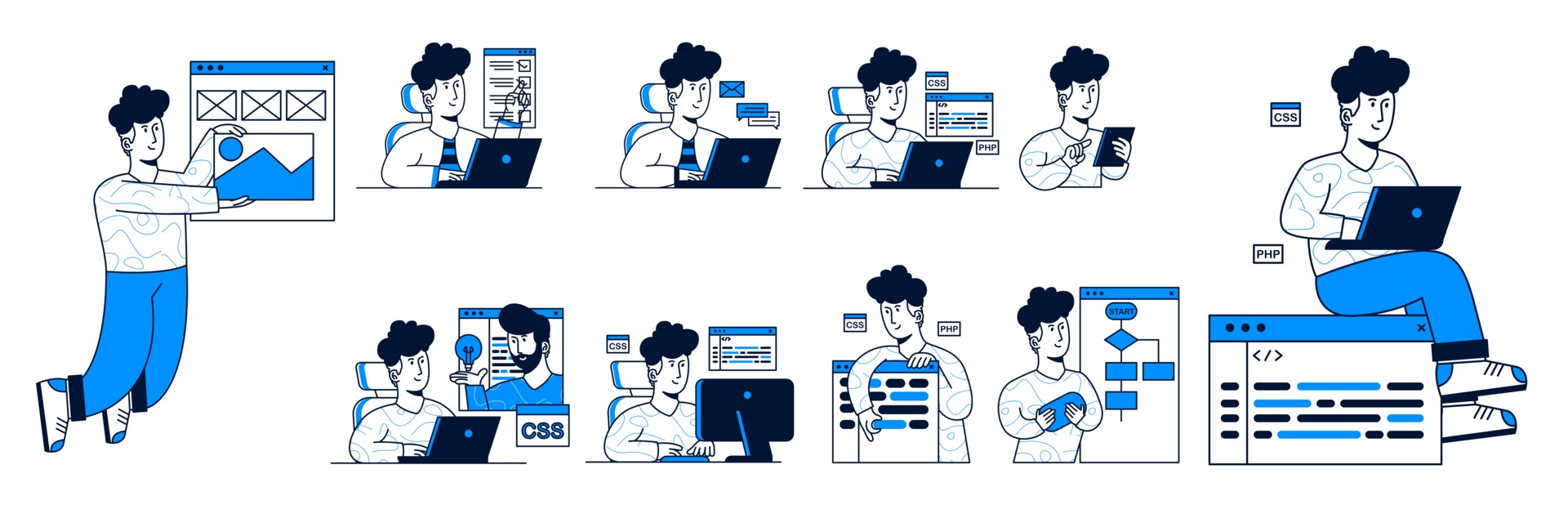 bundle of development and teamwork concepts. 2993841 Vector Art at Vecteezy