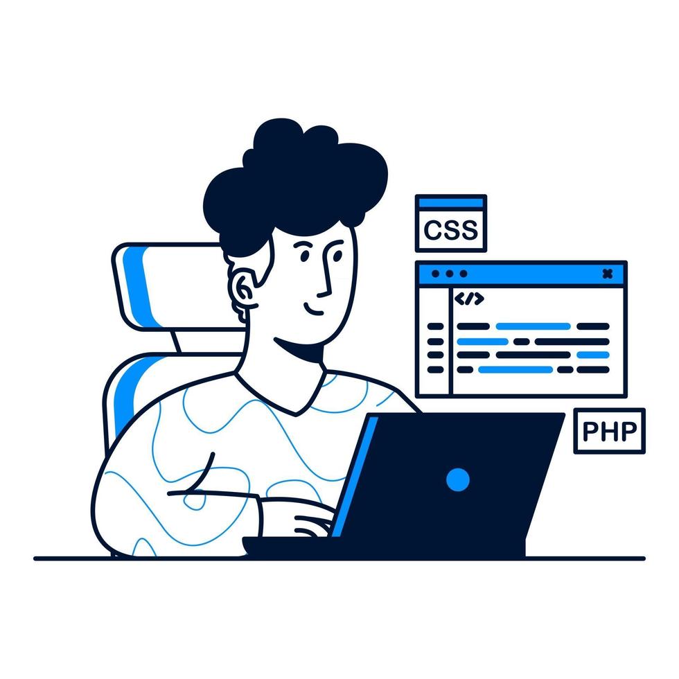 Man Coding Vector Art Icons And Graphics For Free Download