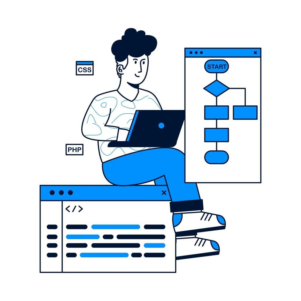 A man working on Computer to development web coding and apps. 2993871 ...