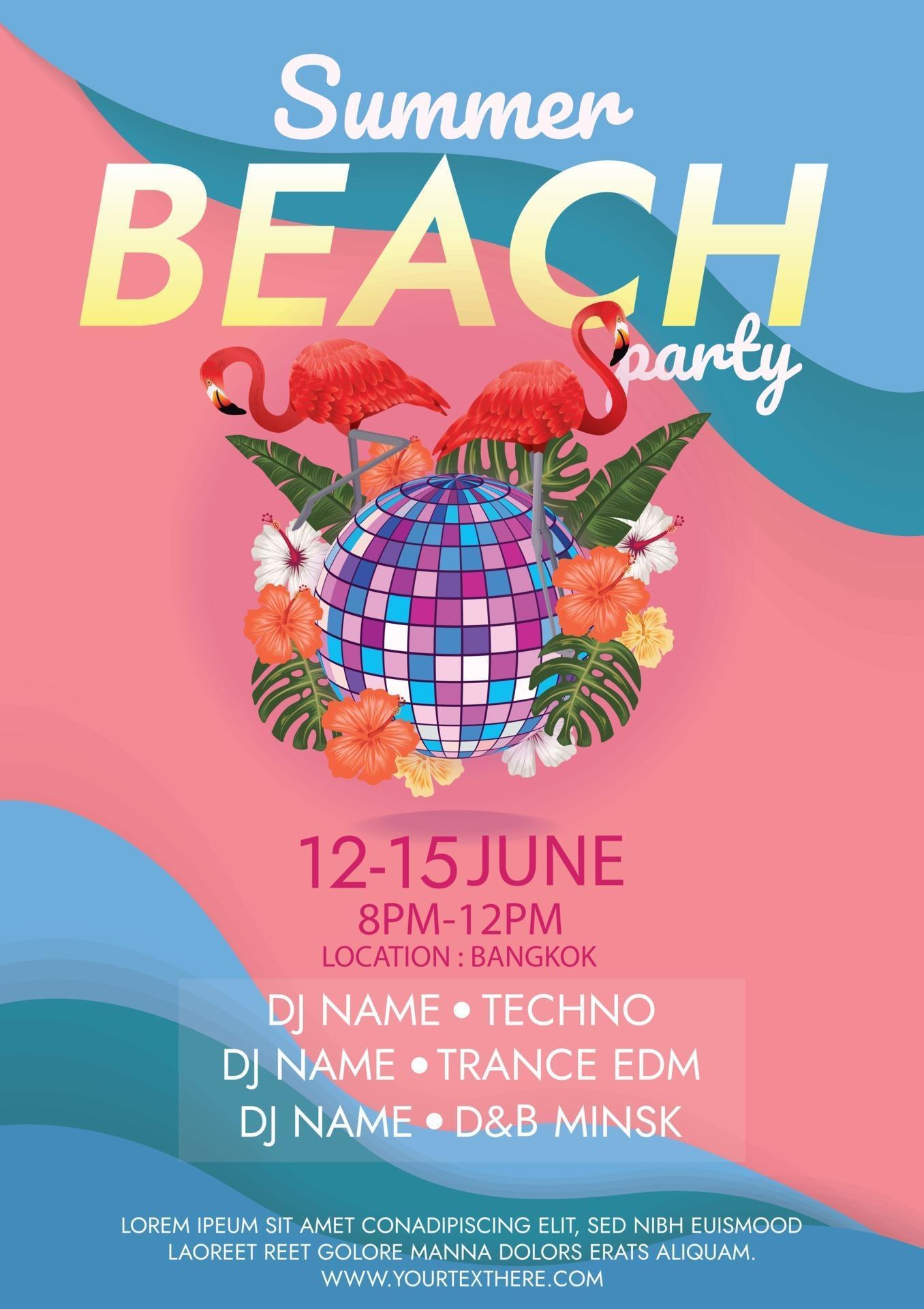 Party On Beach Summer Beach Party Poster 2994010 Vector Art At Vecteezy