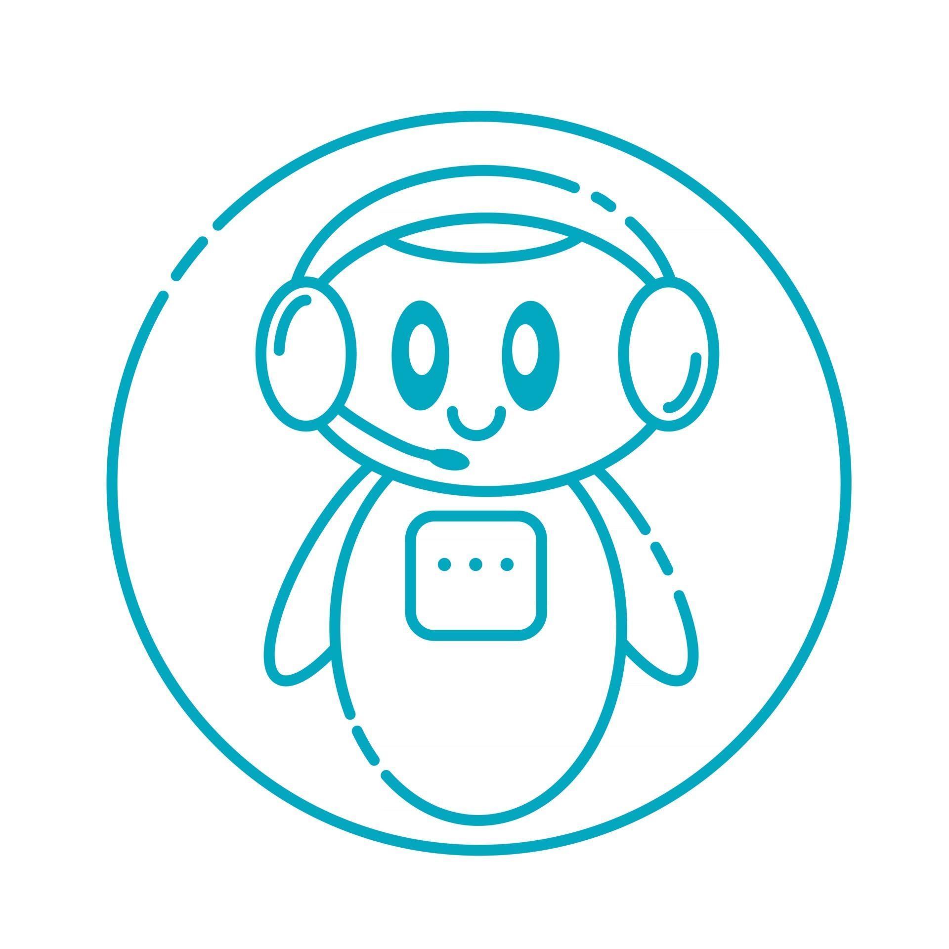 Smiling Cute Robot Chat Bot Logo Support Service Concept 2996588
