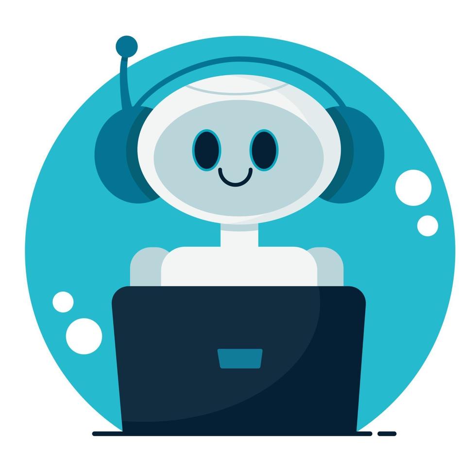 Smiling Cute Robot Chat Bot Support Service Concept 2996594 Vector