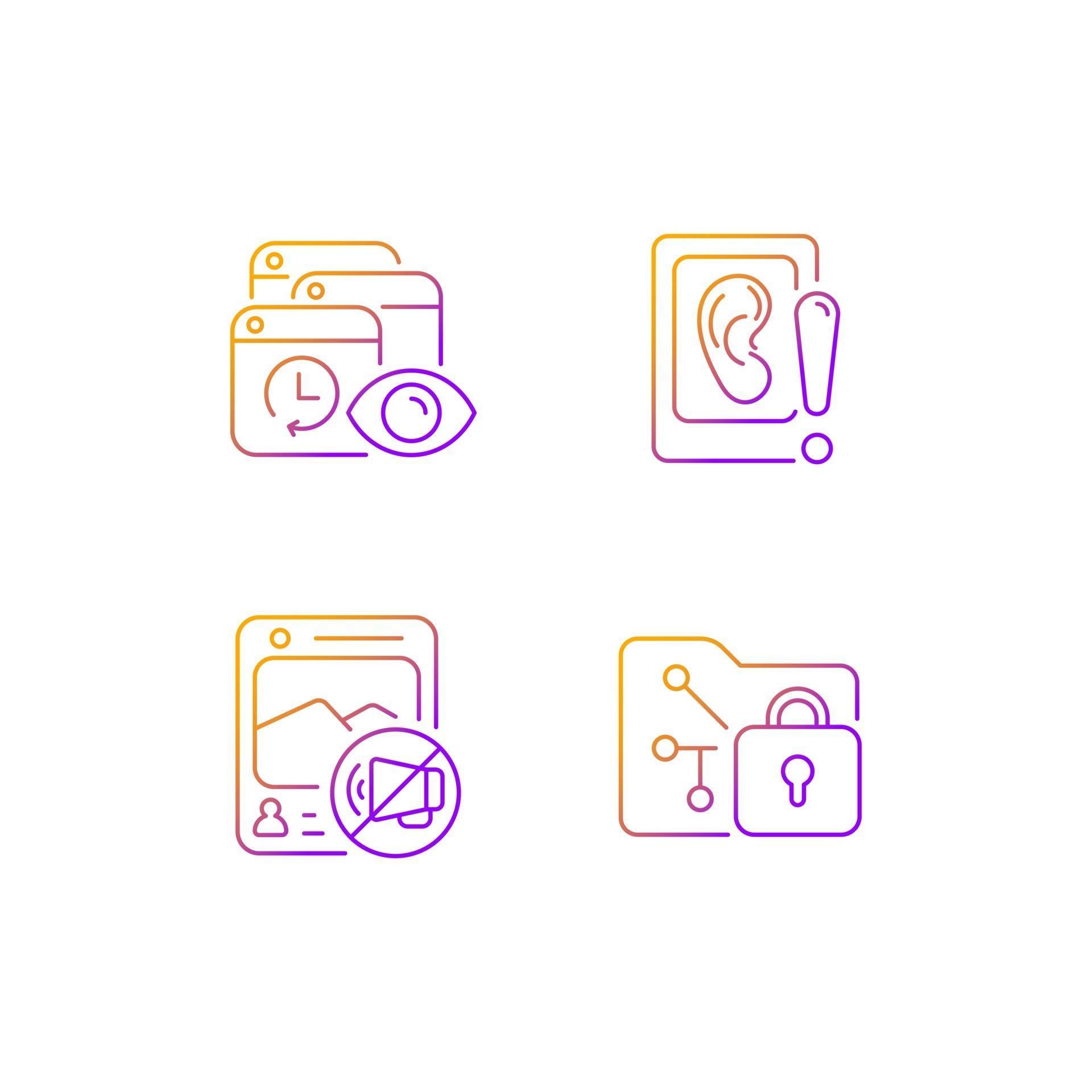 Computer activity monitoring gradient linear vector icons set 2996896 Vector Art at Vecteezy