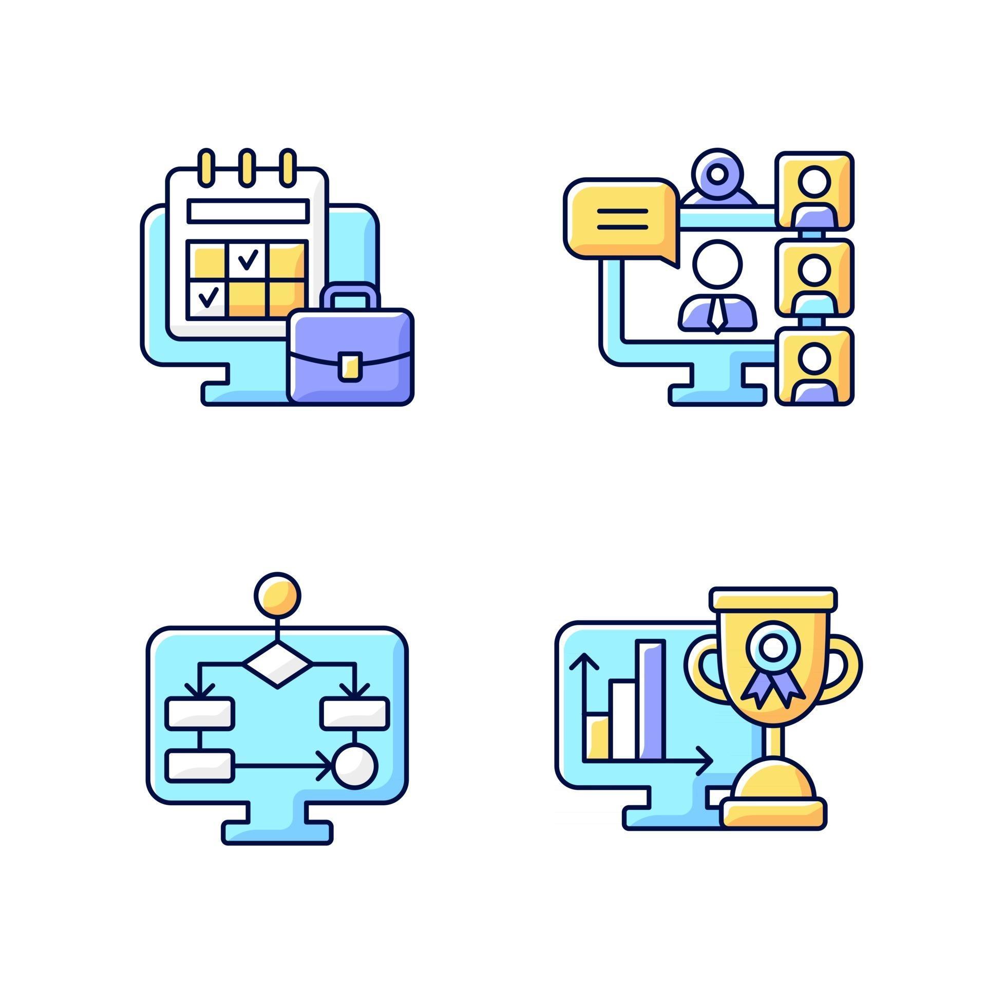 Online work tracking RGB color icons set 2996909 Vector Art at Vecteezy