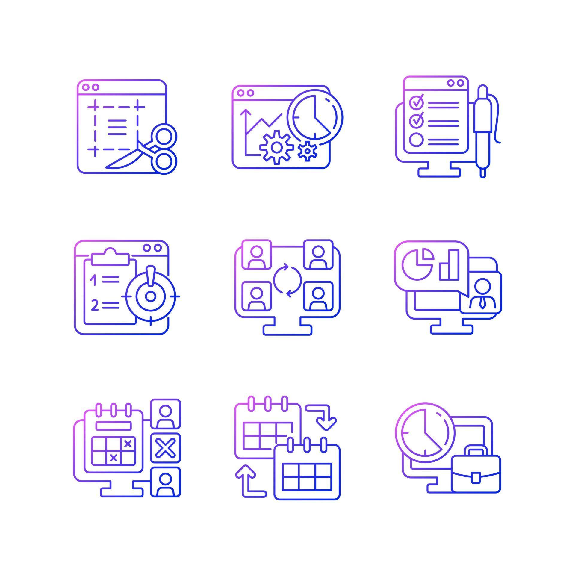 Work monitoring tools gradient linear vector icons set 2997405 Vector ...