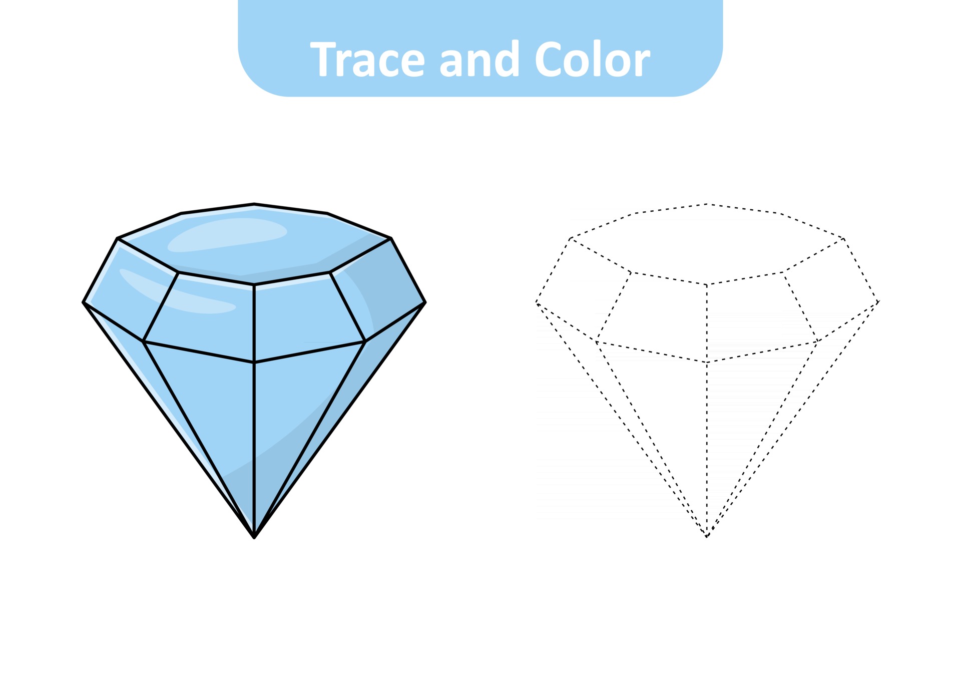 Trace and color for kids, diamond vector 3002651 Vector Art at Vecteezy