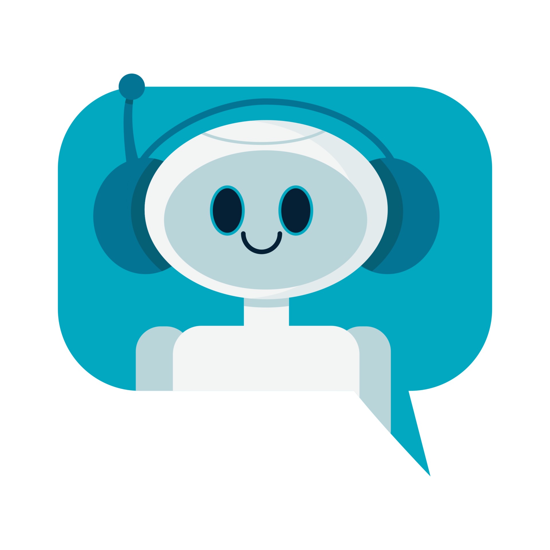 Smiling cute robot chat bot in speech bubble. Support service concept ... Smiling cute robot chat bot in speech bubble. Support service concept ...