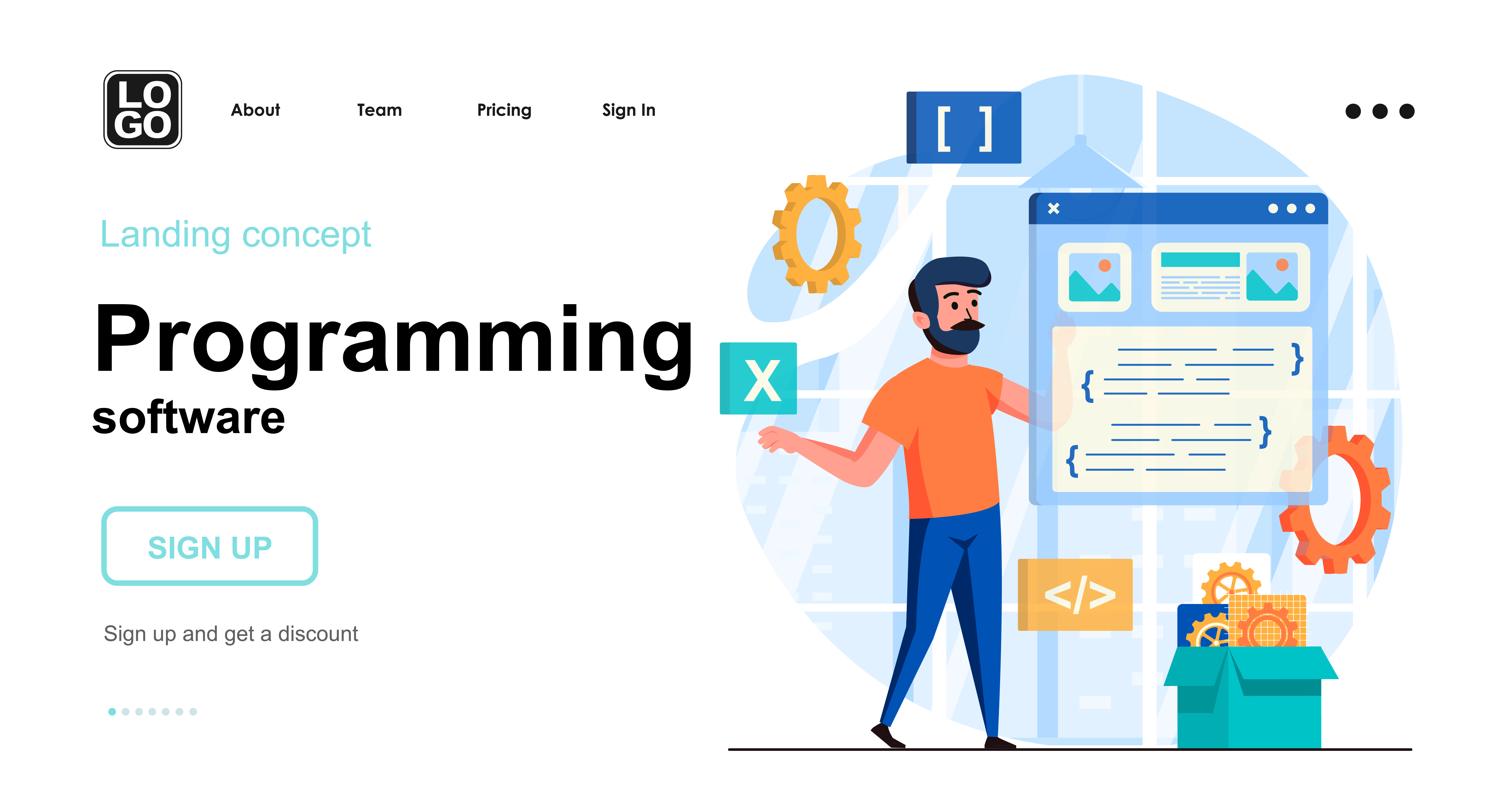 Programming software web concept landing page template 3008723 Vector Art at Vecteezy