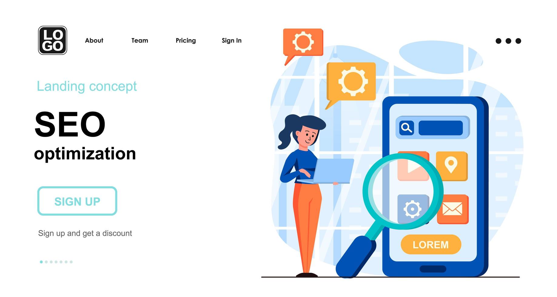 Seo optimization web concept landing page template 3008724 Vector Art ...