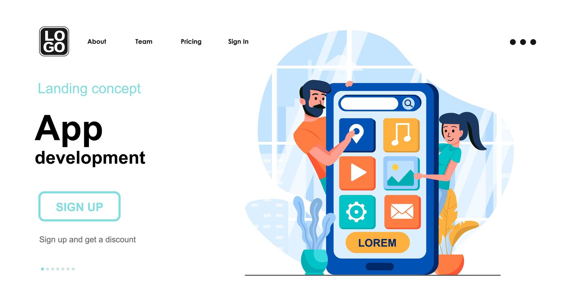 App development web concept landing page template 3008726 Vector Art at ...