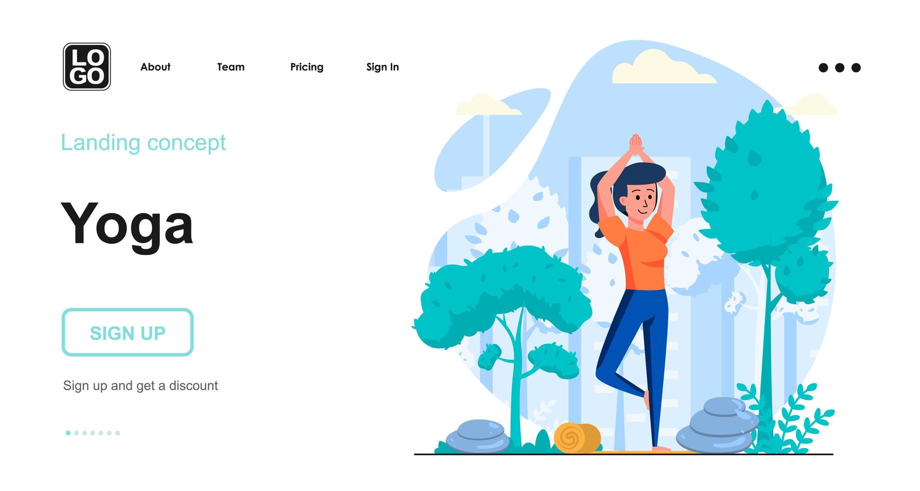 Yoga web concept landing page template 3008737 Vector Art at Vecteezy