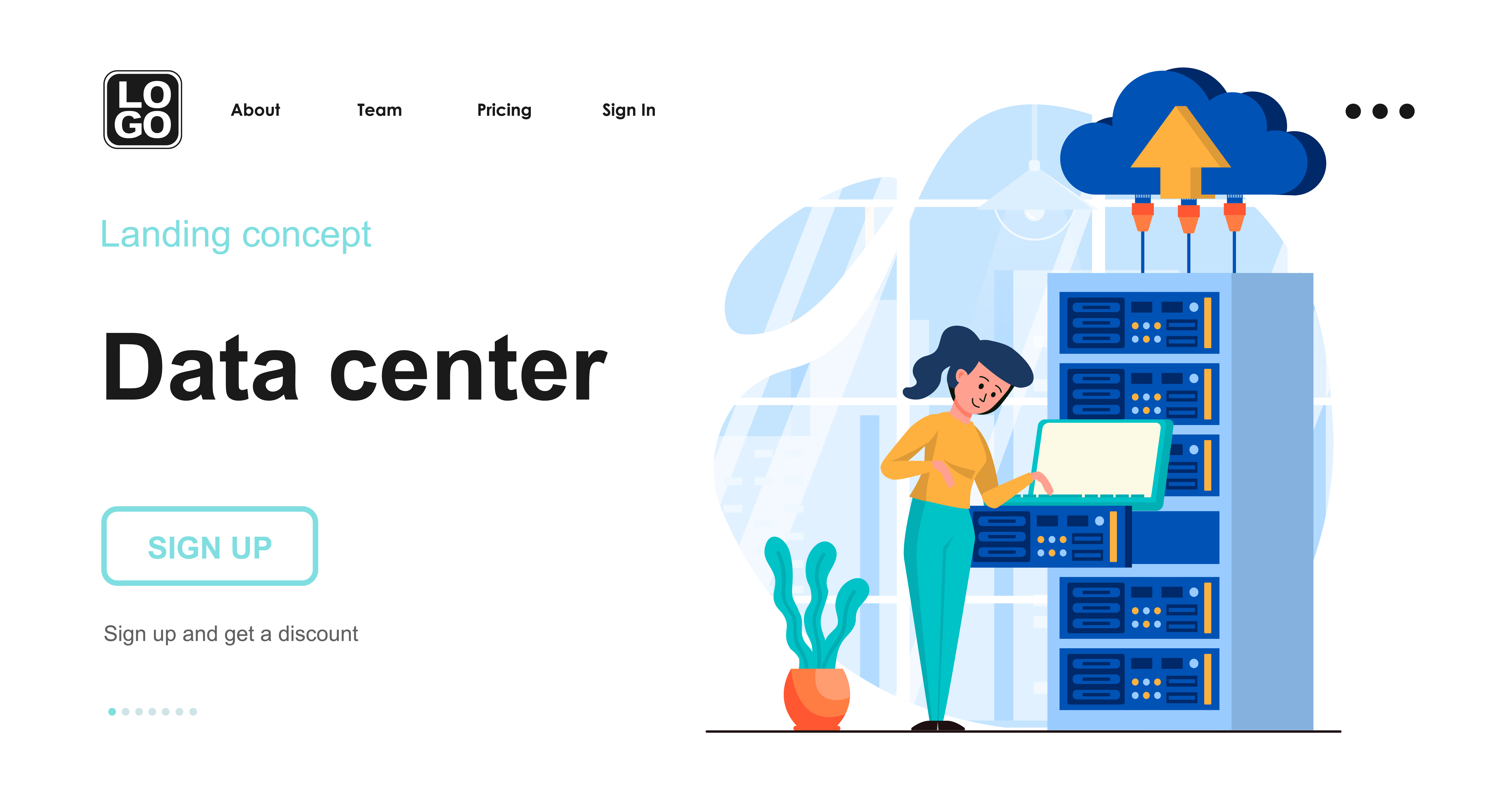 Data center web concept landing page template 3008740 Vector Art at ...