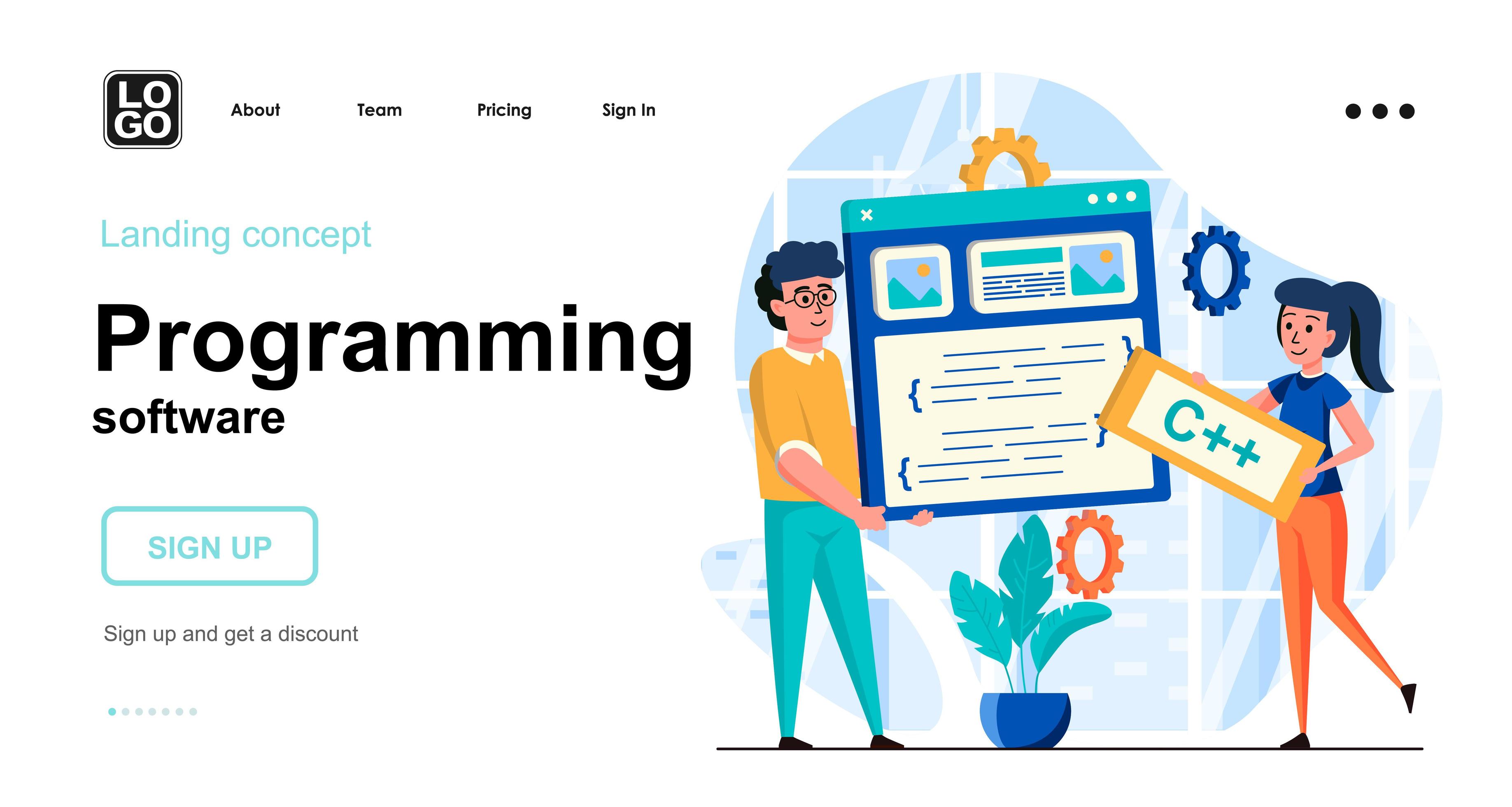 Programming software web concept landing page template 3008746 Vector ...