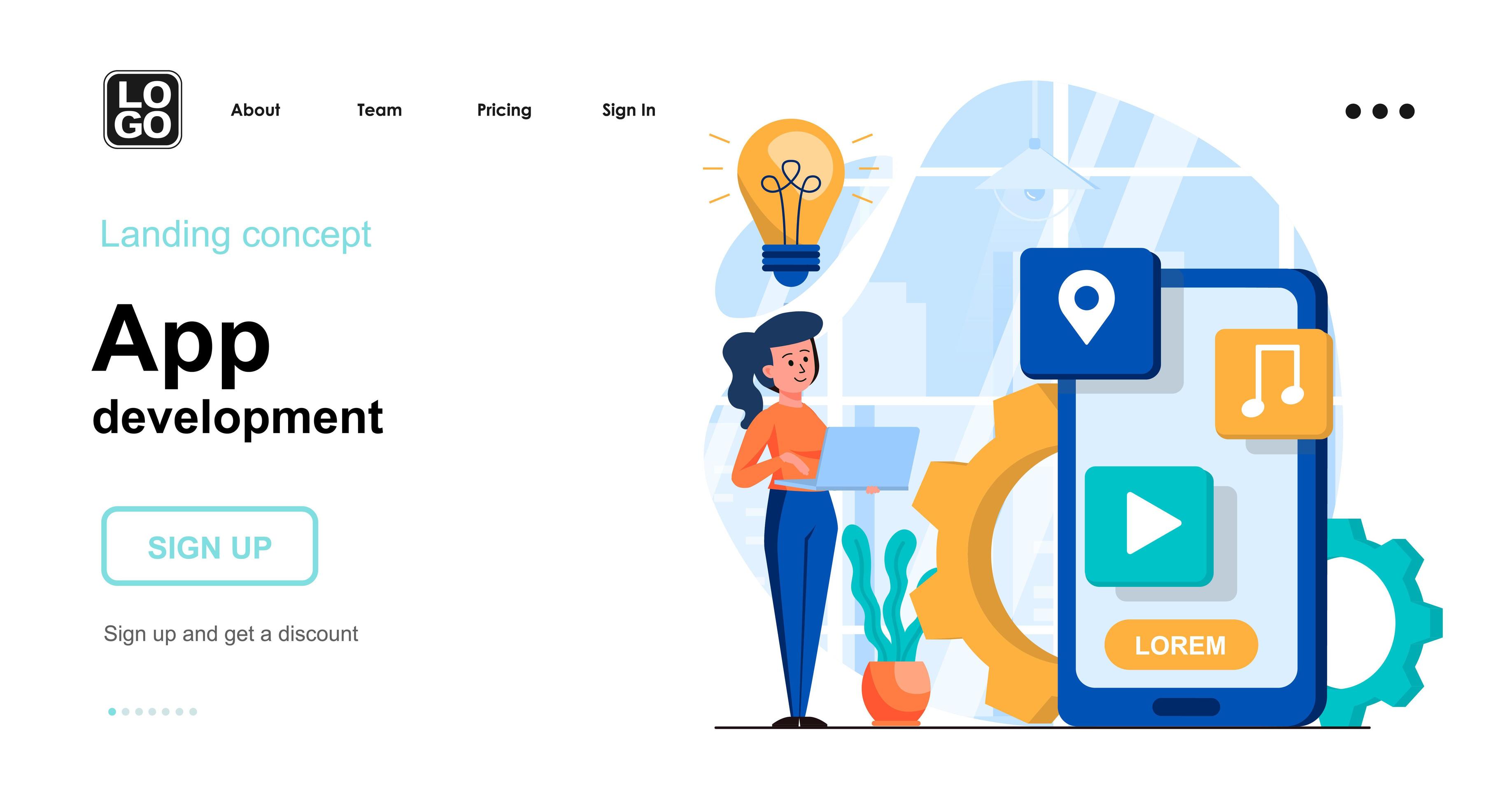 App development web concept landing page template 3008851 Vector Art at ...