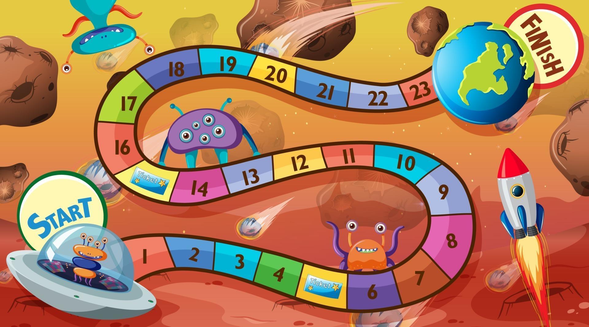 Board game template with space theme 3013411 Vector Art at Vecteezy