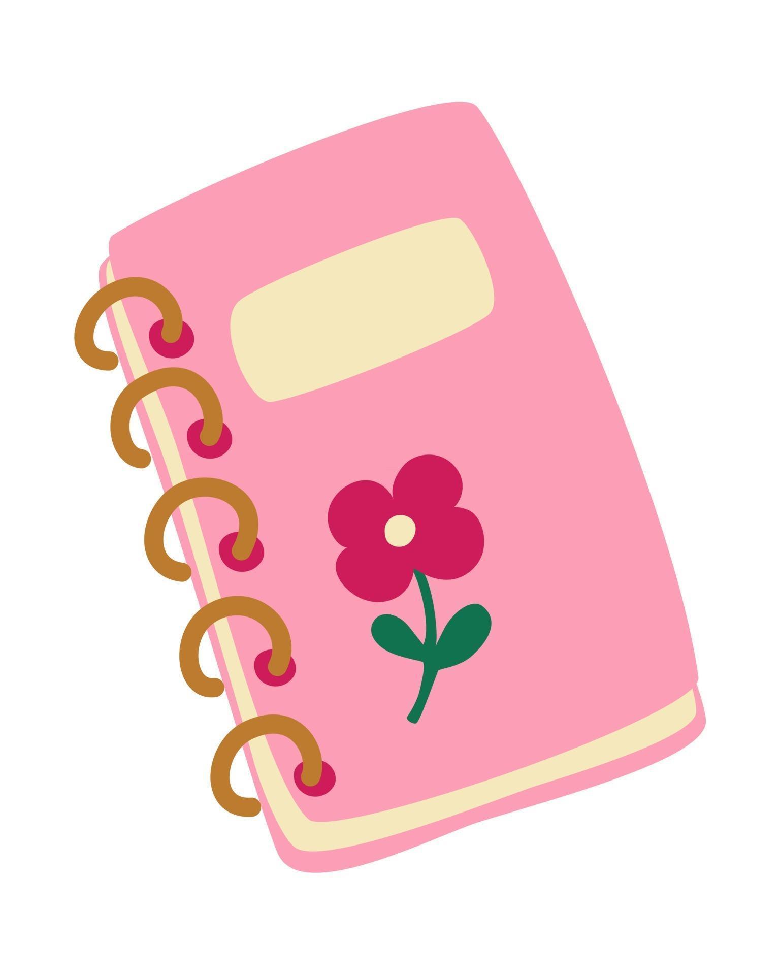 Girly notepad for writing. Cute notebook on a spring with a flower ...