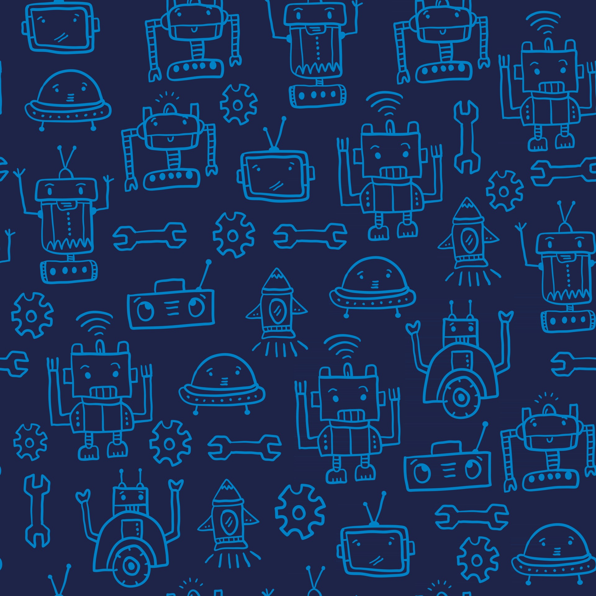 Hand drawn robots seamless pattern 3016870 Vector Art at Vecteezy