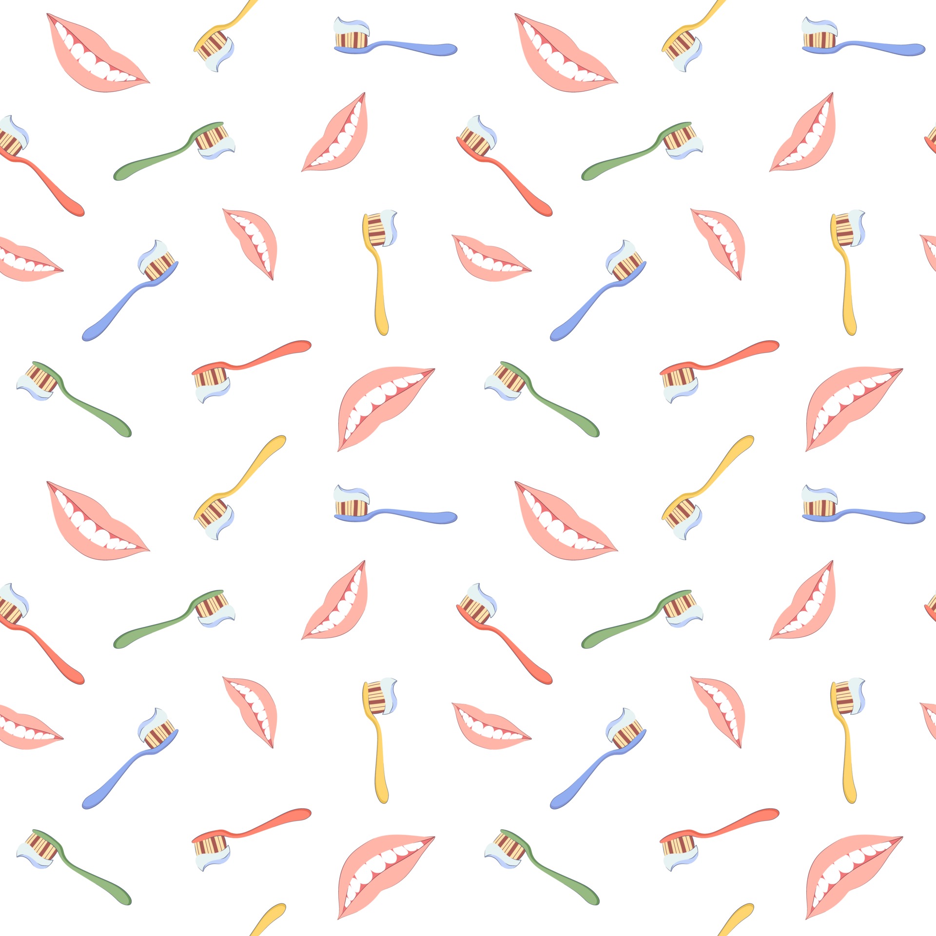 Seamless pattern with toothbrushes and a smiling mouth 3021602 Vector ...