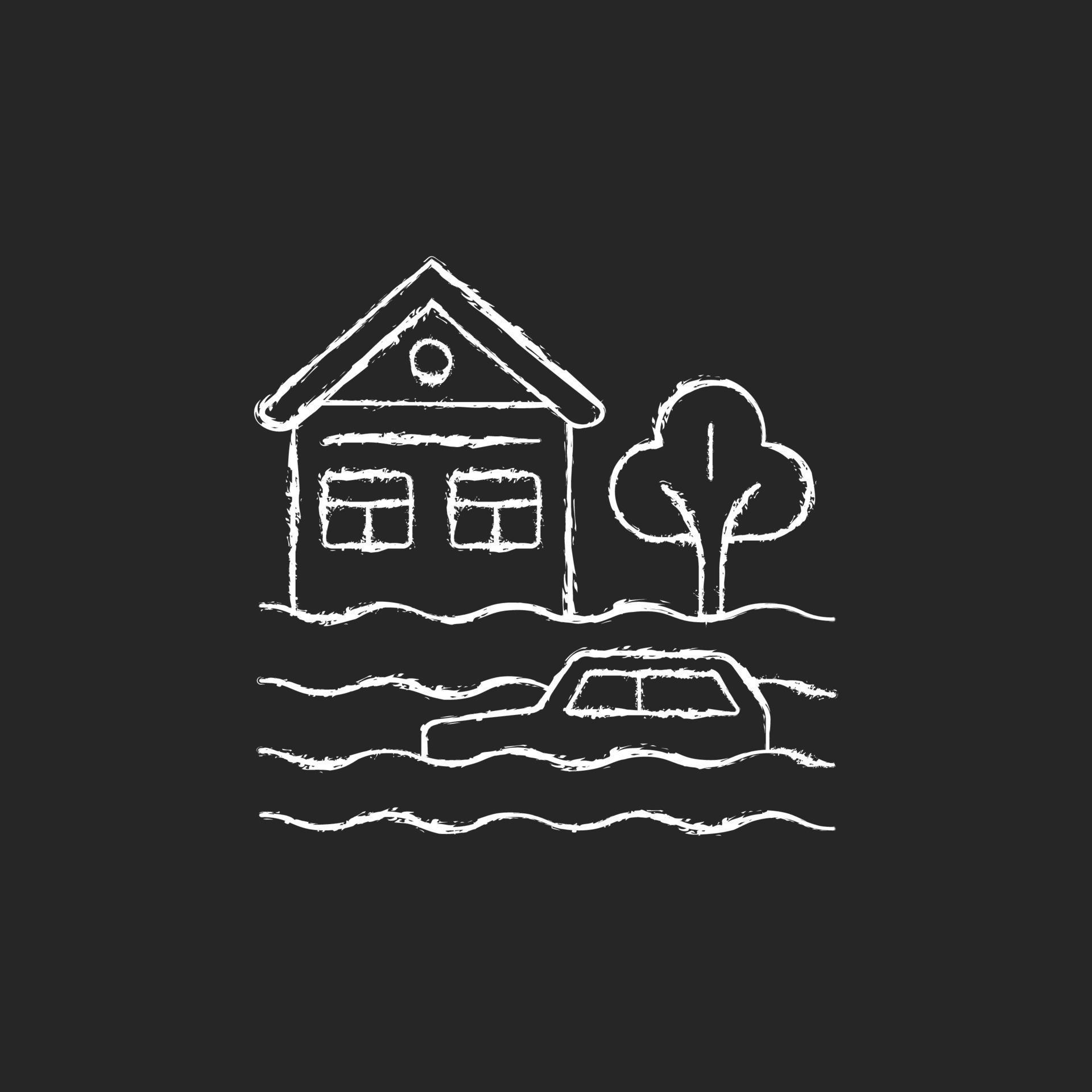 Floods Chalk White Icon On Dark Background 3022130 Vector Art At Vecteezy