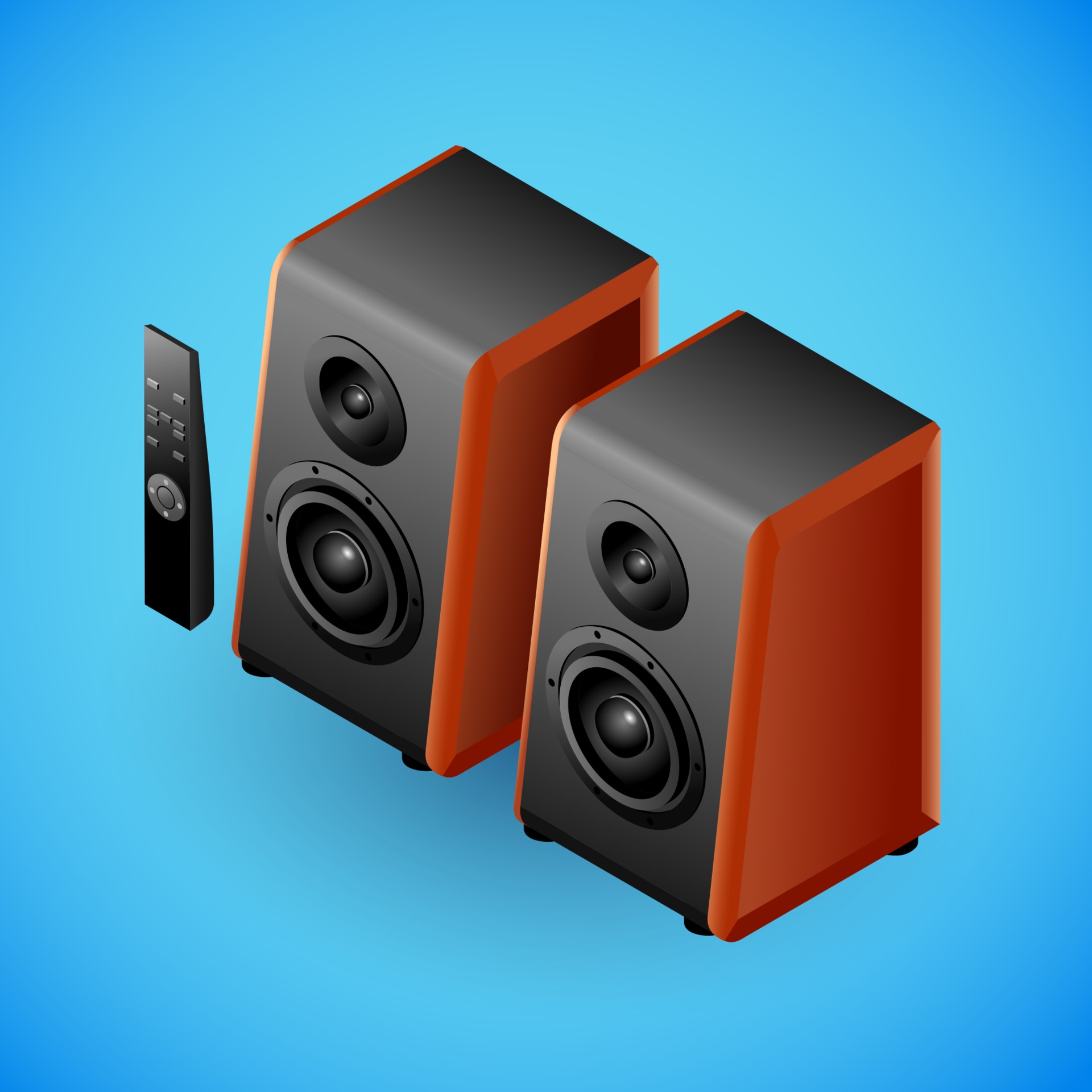Realistic Sound Speakers In Isometry Isometric Illustration 3031783