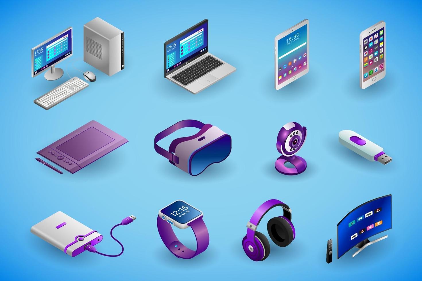 Realistic electronic devices and gadgets in isometry 3031836 Vector Art ... Realistic electronic devices and gadgets in isometry 3031836 Vector Art ...
