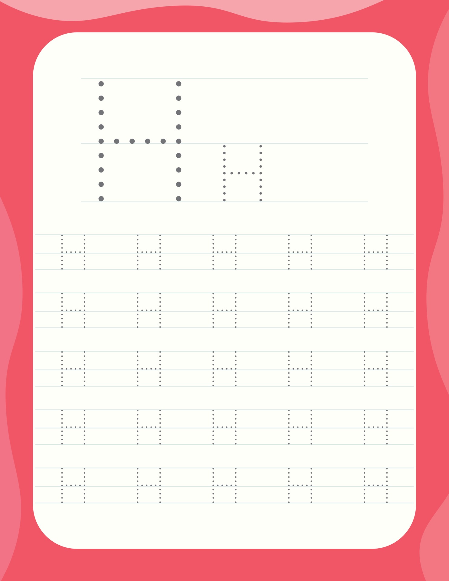 H Tracing Worksheets