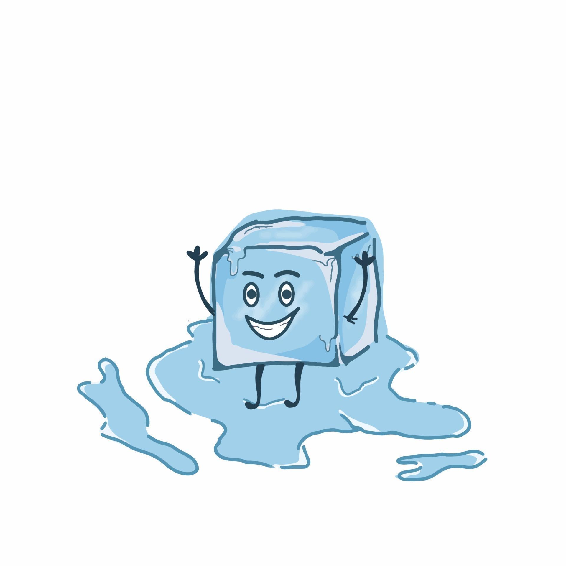 Happy Melting Ice Cube Character Vector Template Design Illustration