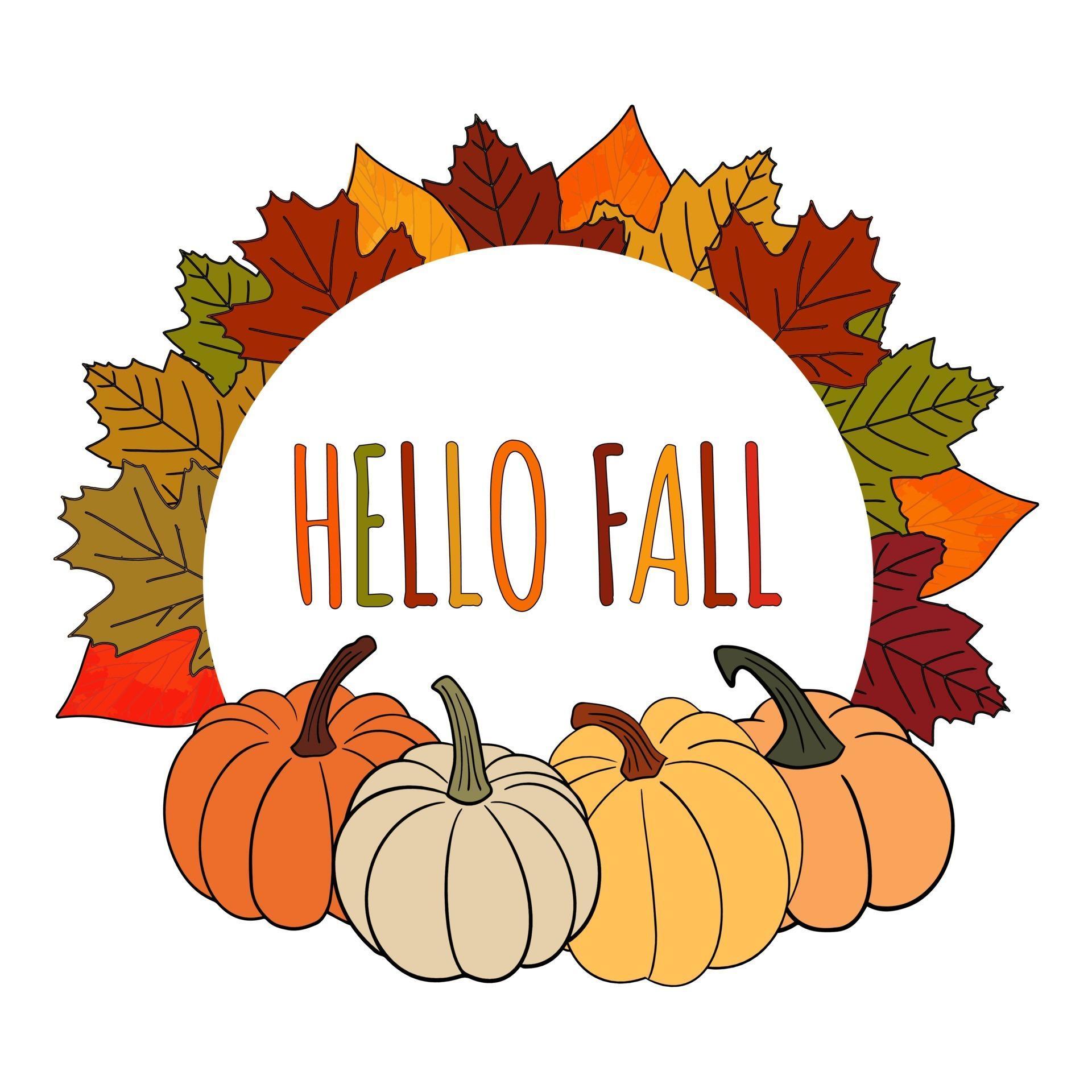 autumn leaves wreath round frame with text - Hello Fall. 3043510 Vector ...