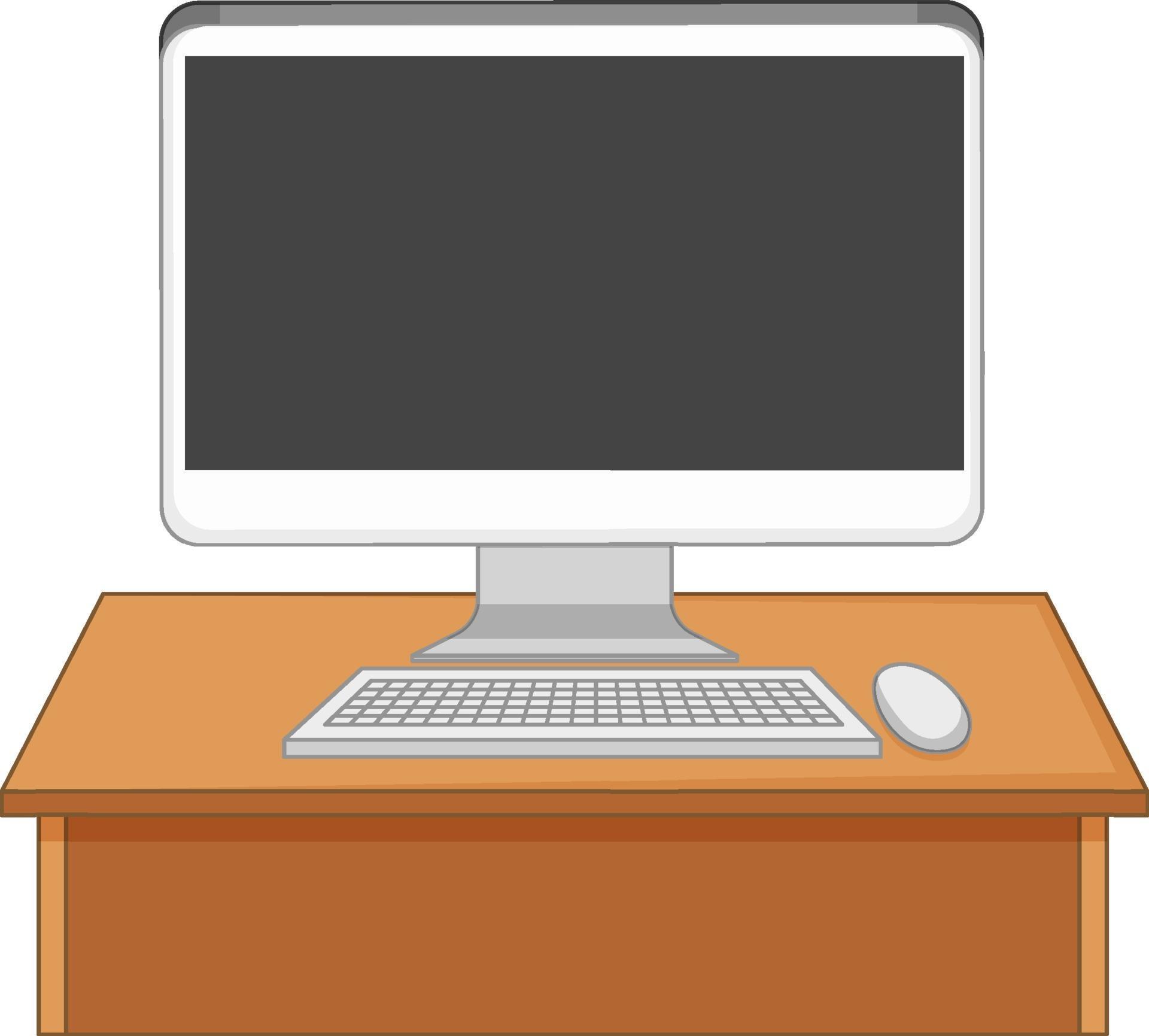 Computer on the table isolated on white background 3046017 Vector Art ...