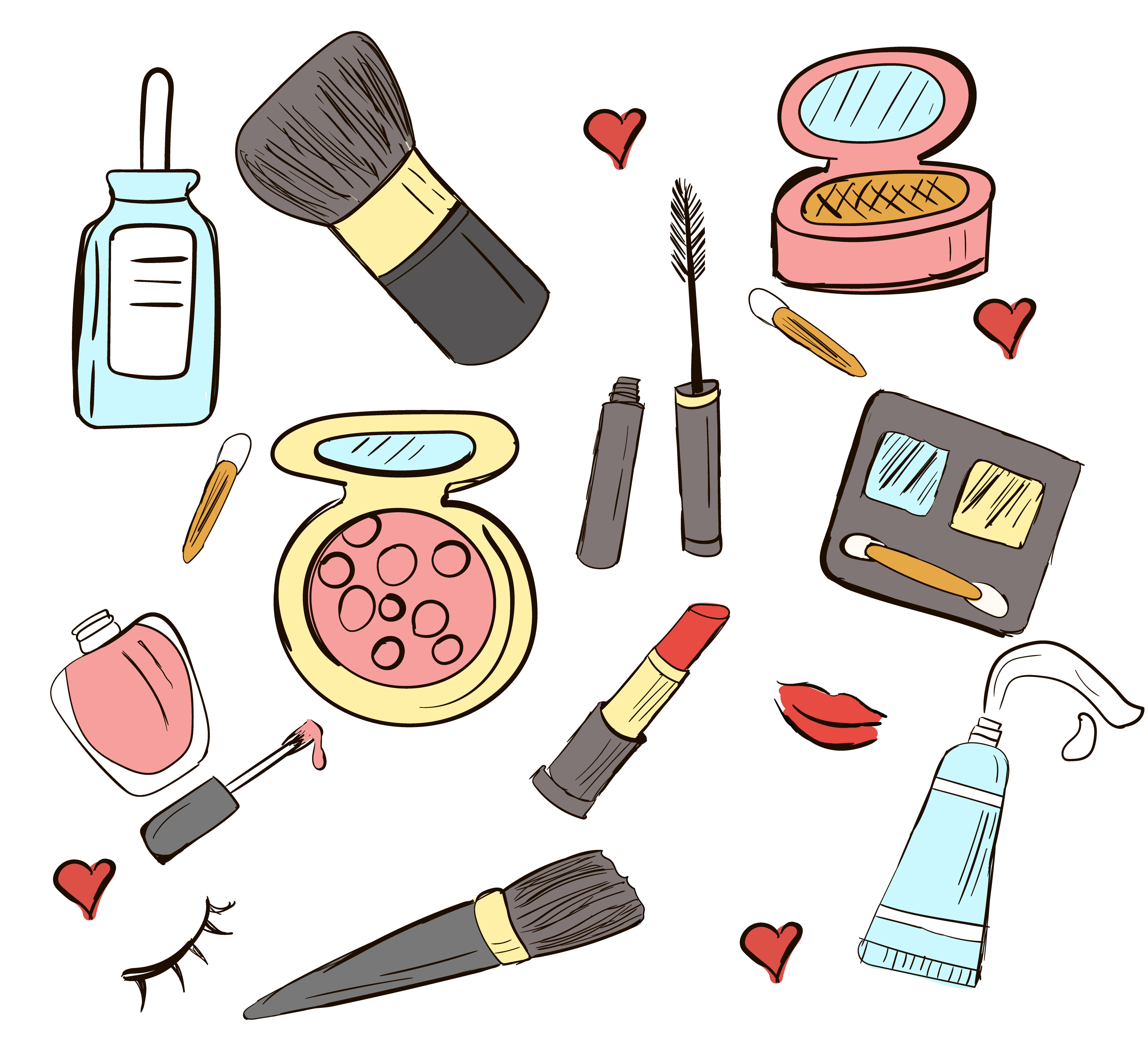 Hand Drawn Set Of Vector Cosmetics Doodle Illustration 3047725 Vector Art At Vecteezy