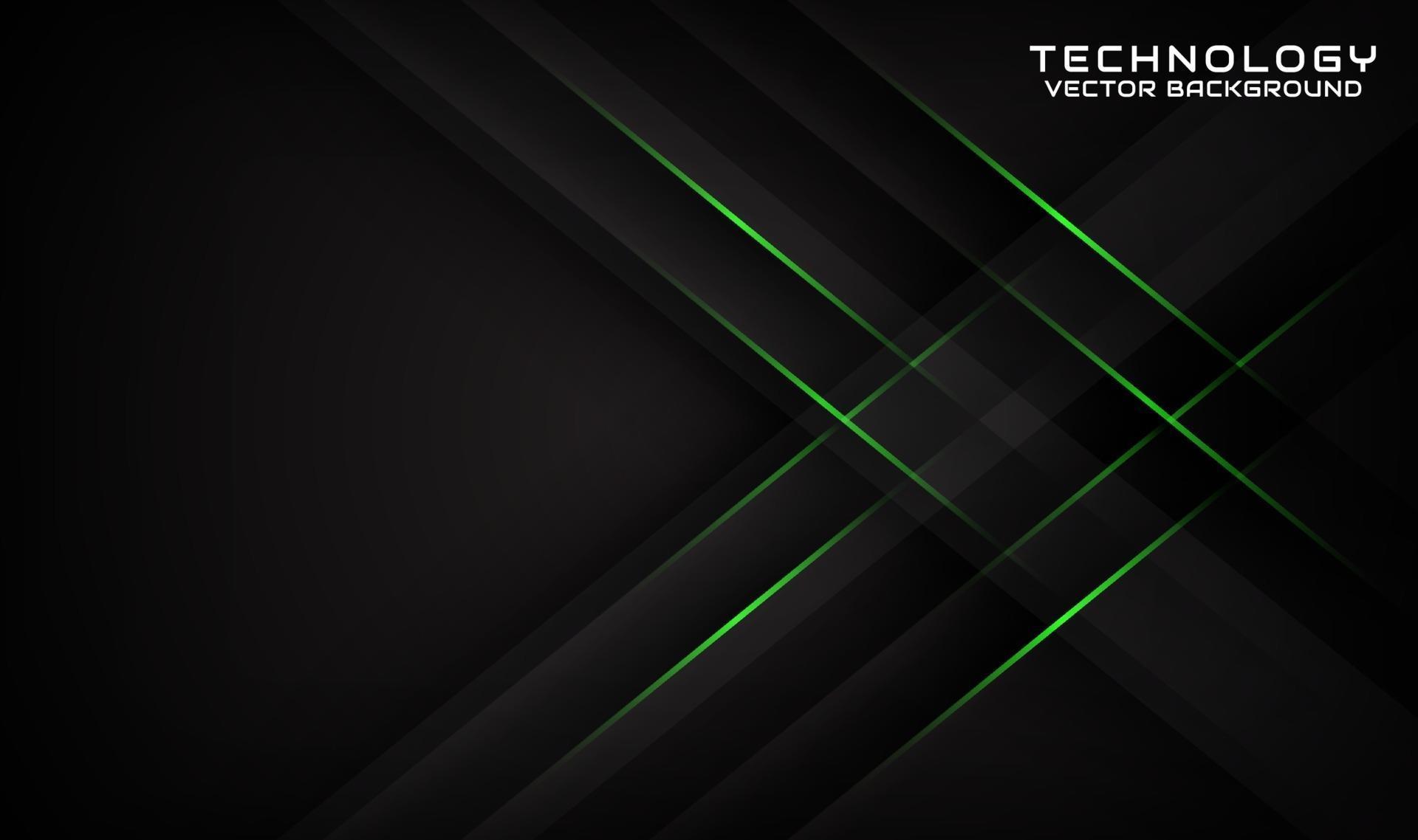 Abstract 3d Black Technology Background With Geometric Green Lines