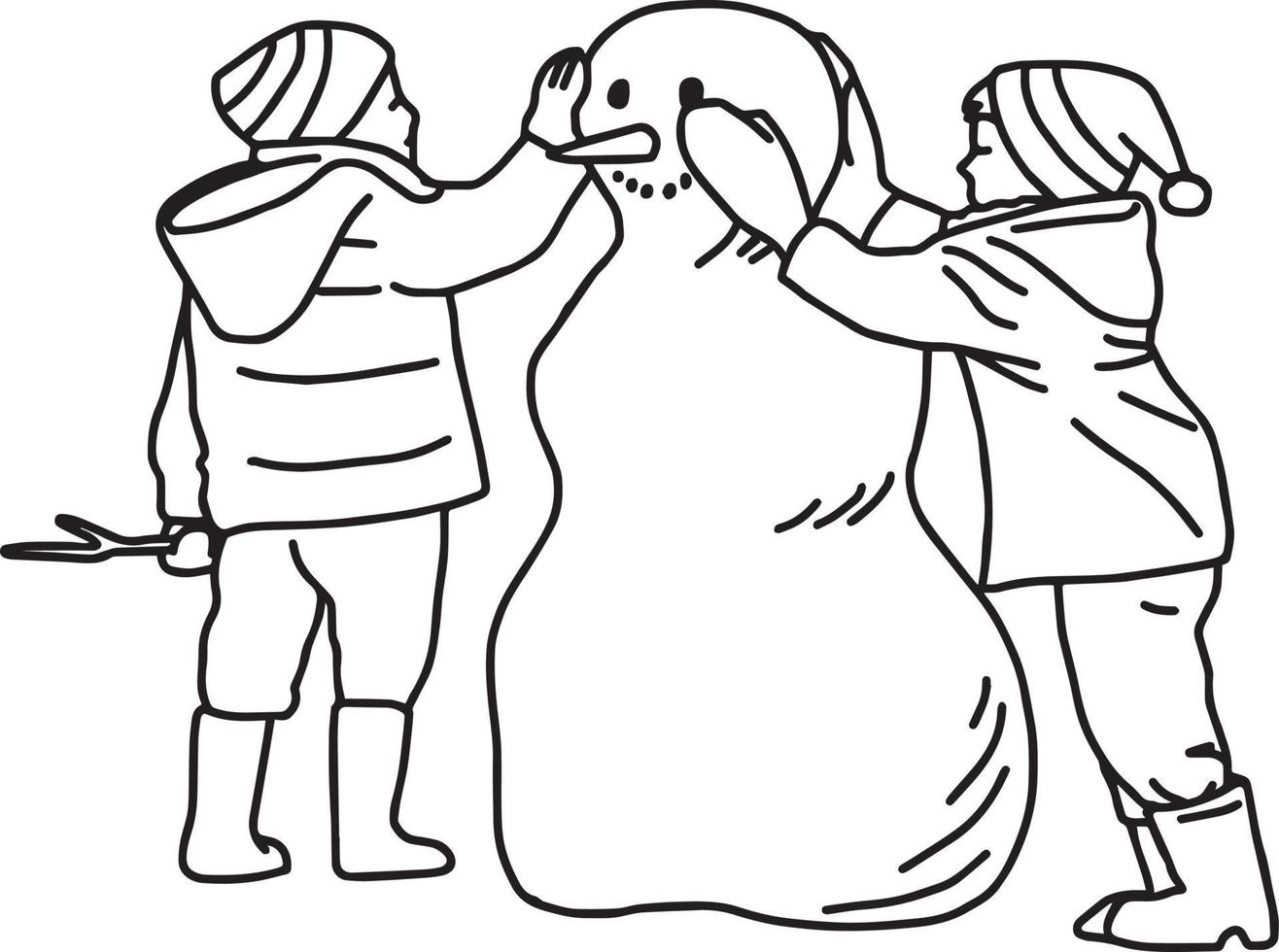 Building A Snowman Clipart Black And White