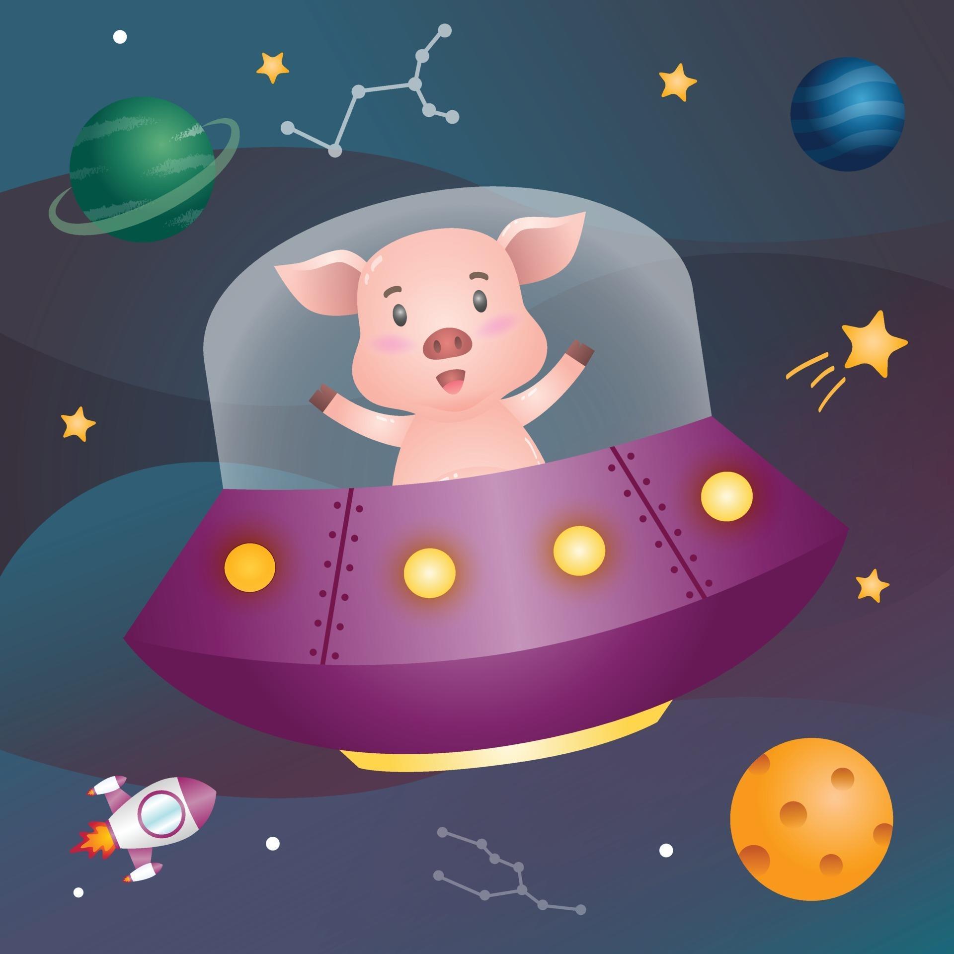 a Cute pig in the space galaxy 3059147 Vector Art at Vecteezy