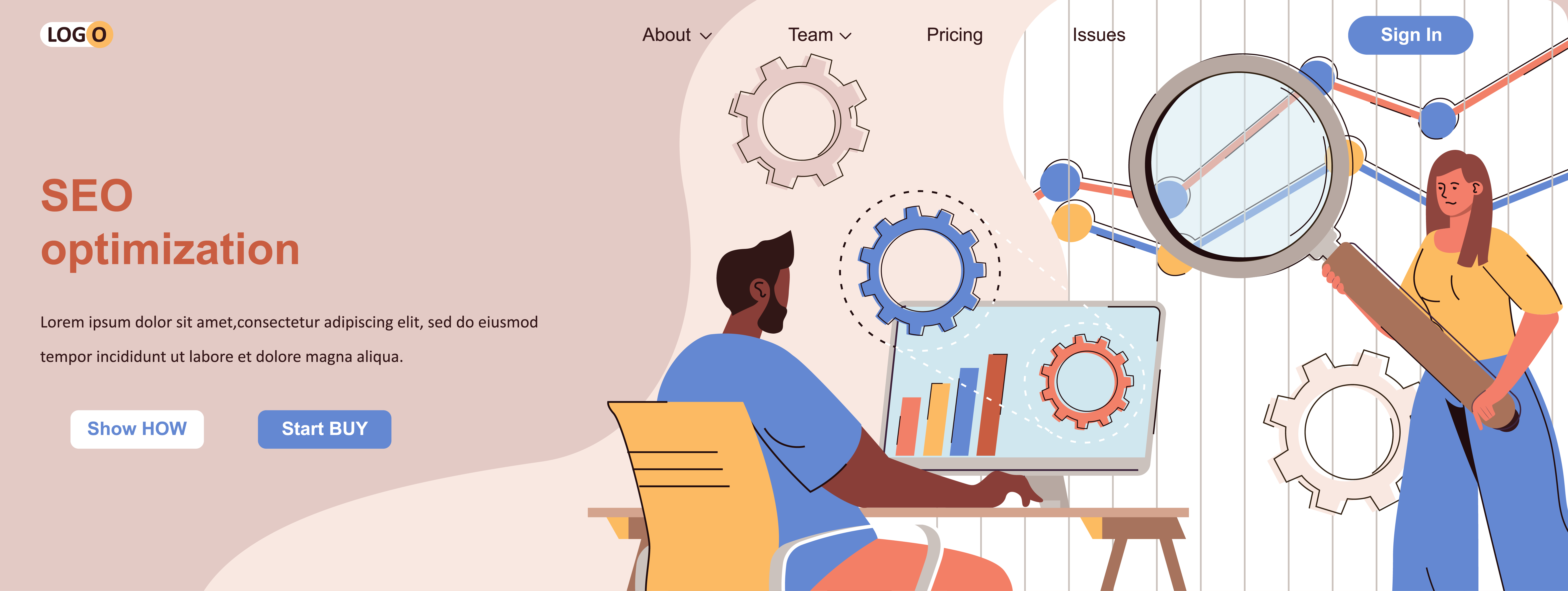 Seo optimization web banner for social media promotional materials ...