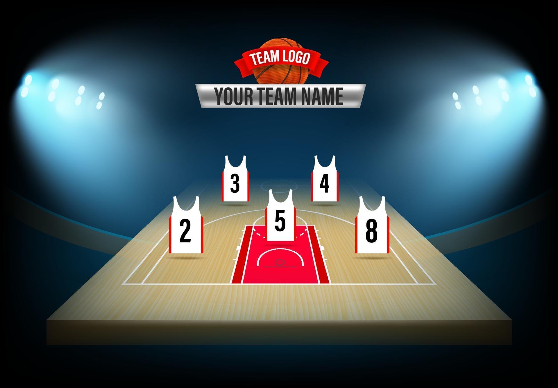Basketball Team Formation Template Illuminated Stadium With Players Basketball Team Formation Template Illuminated Stadium With Players