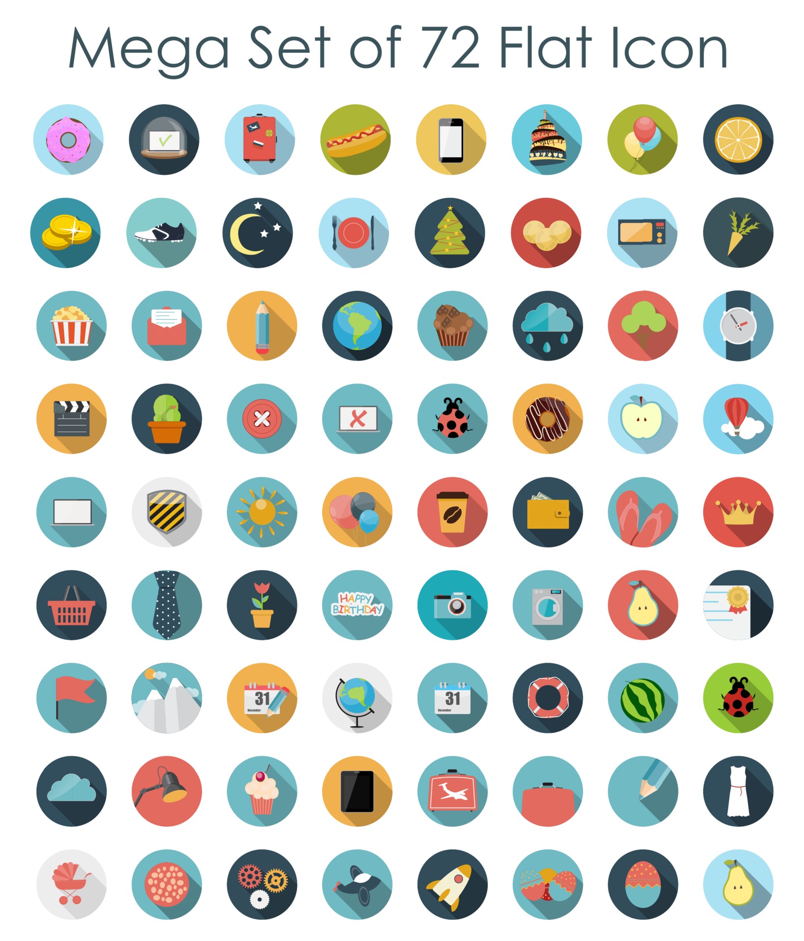 Set of Flat Design Concept Vector Illustration With Long Shadow ...