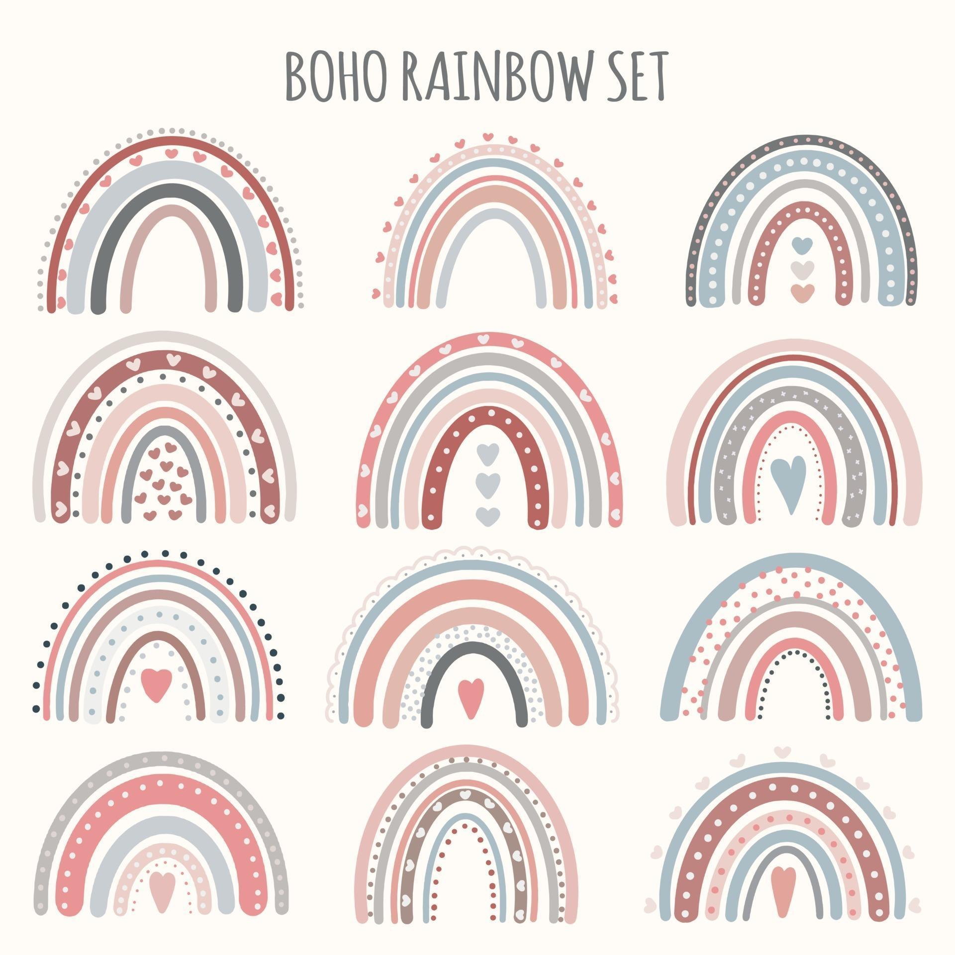 Cute vector pastel rainbow set boho rainbow 3069289 Vector Art at Vecteezy