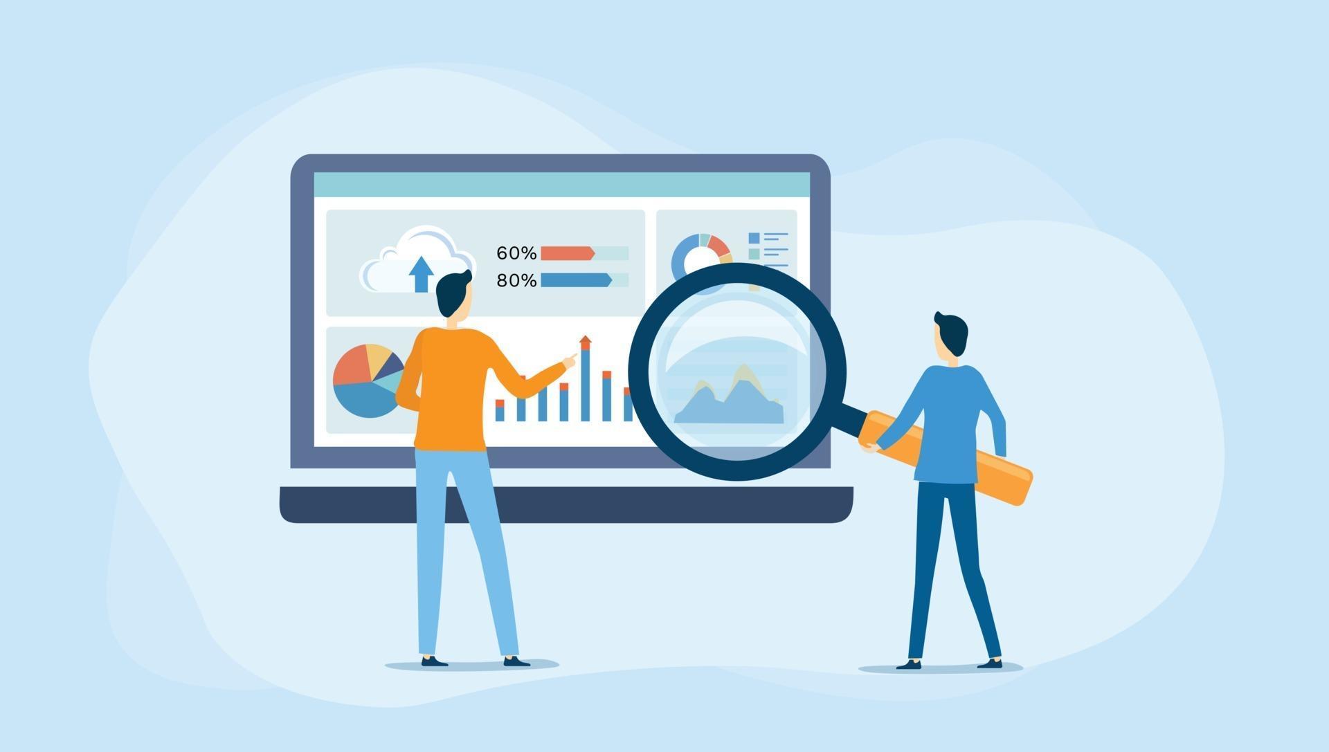 People working for data analytics and monitoring on web report 3069818 ...