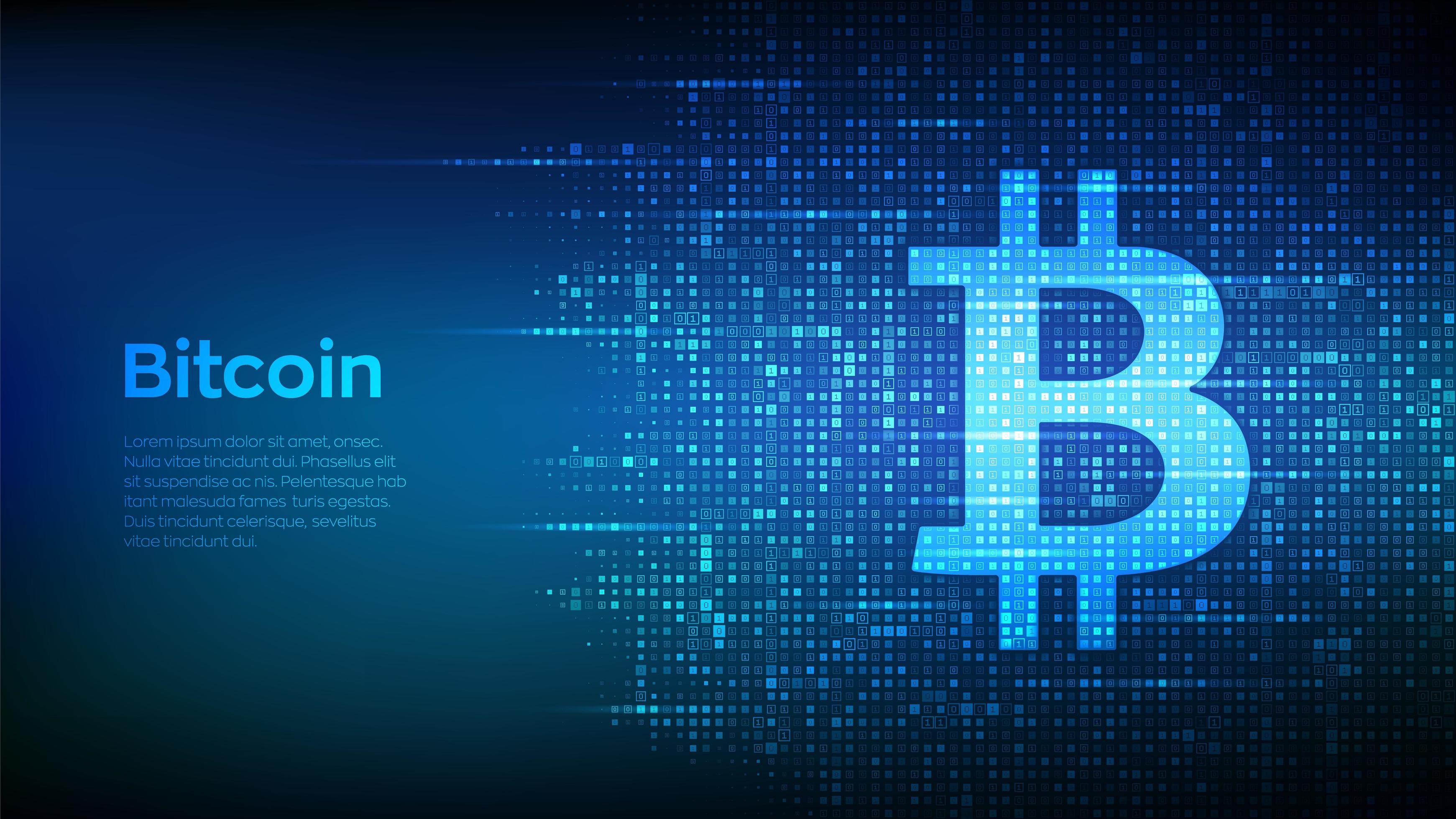 Bitcoin icon made with binary code. Blockchain technology. 3070065 Vector Art at Vecteezy