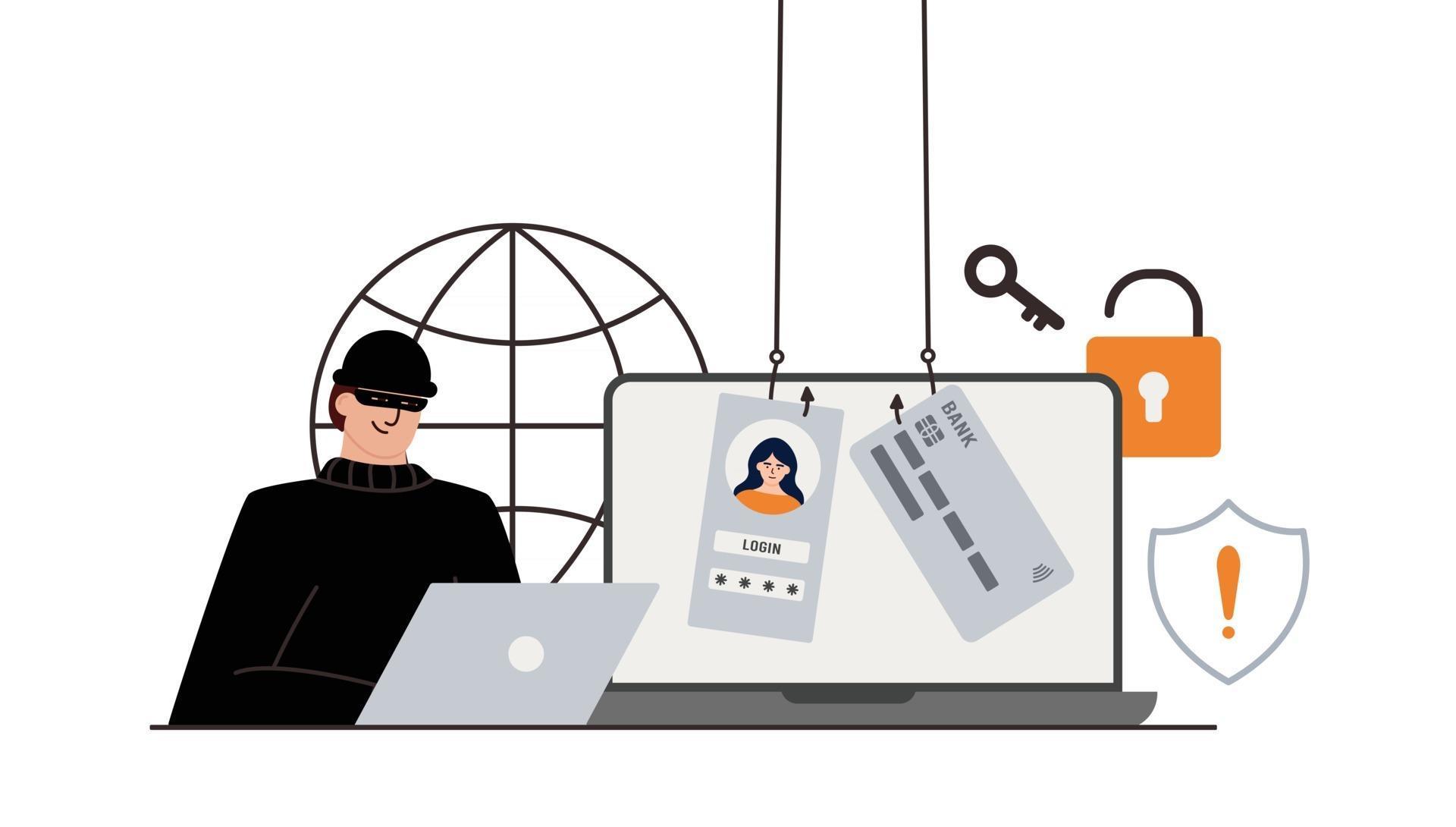 Hacker attack. Fraud with user data. Internet phishing, 3070330 Vector ...